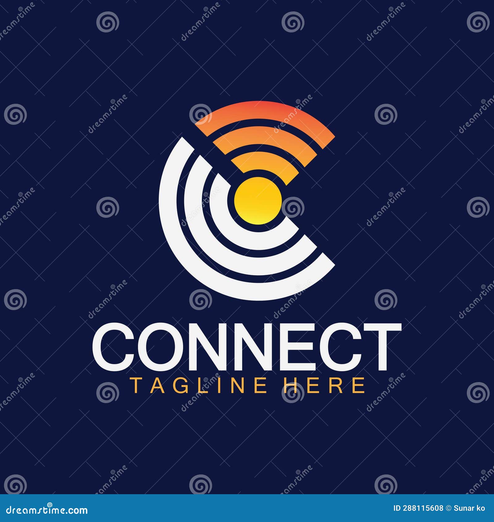 Letter C Connection Logo with Signal Design Vector Illustration Stock ...