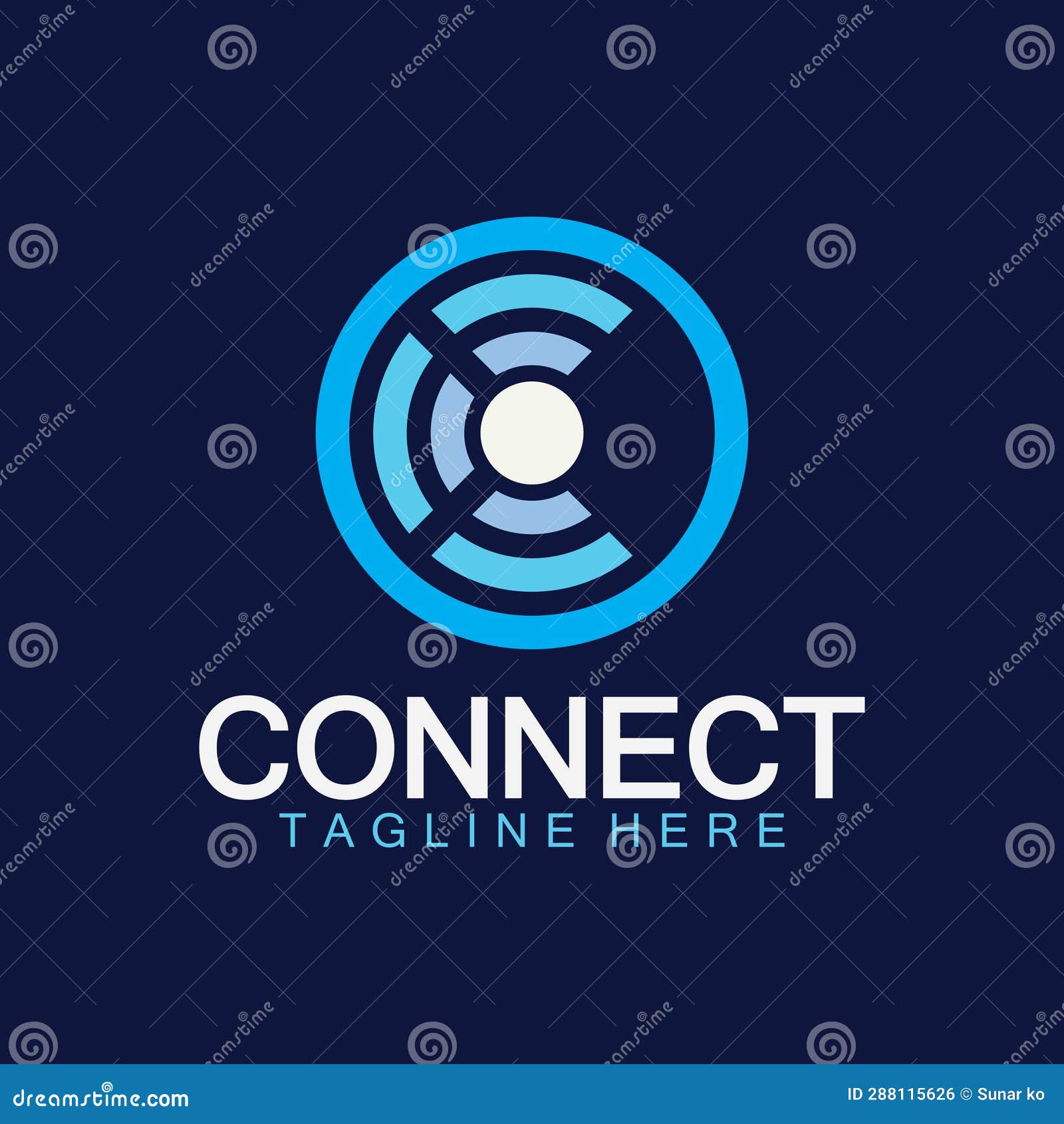 Letter C Connection Logo with Signal Design Vector Illustration Stock ...