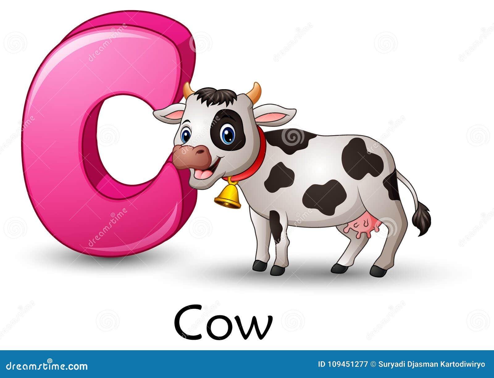 Letter C is for Cow Cartoon Alphabet Stock Vector - Illustration of ...