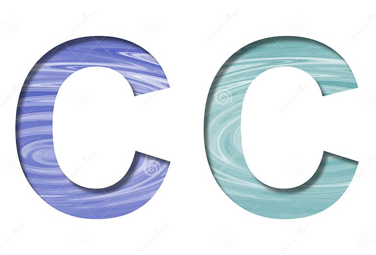 Letter C Cut Out Of White Paper On The Background Of Beautiful Circles