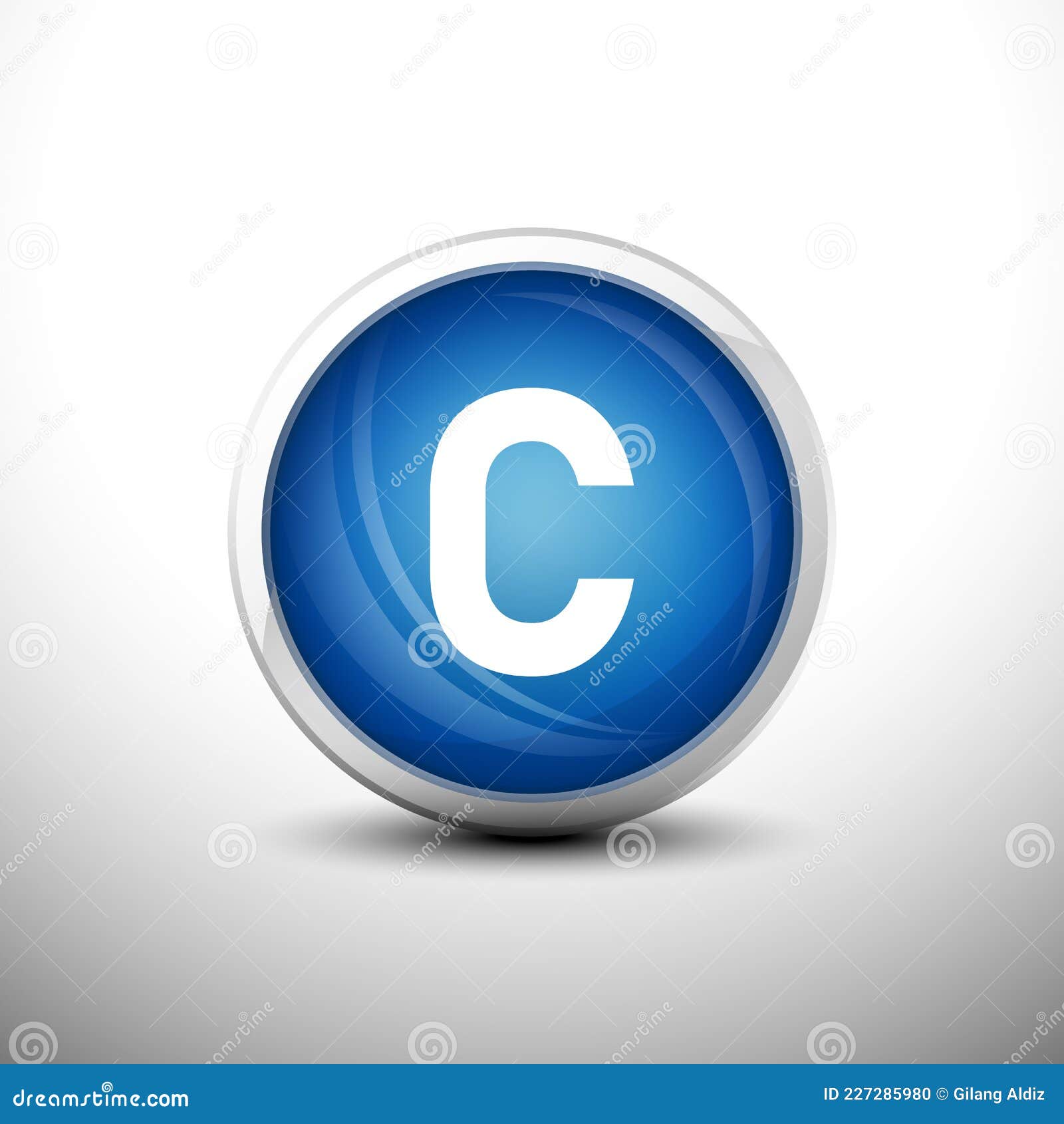 Letter C in 3D Shiny Blue Keys for Web Icons Stock Vector ...