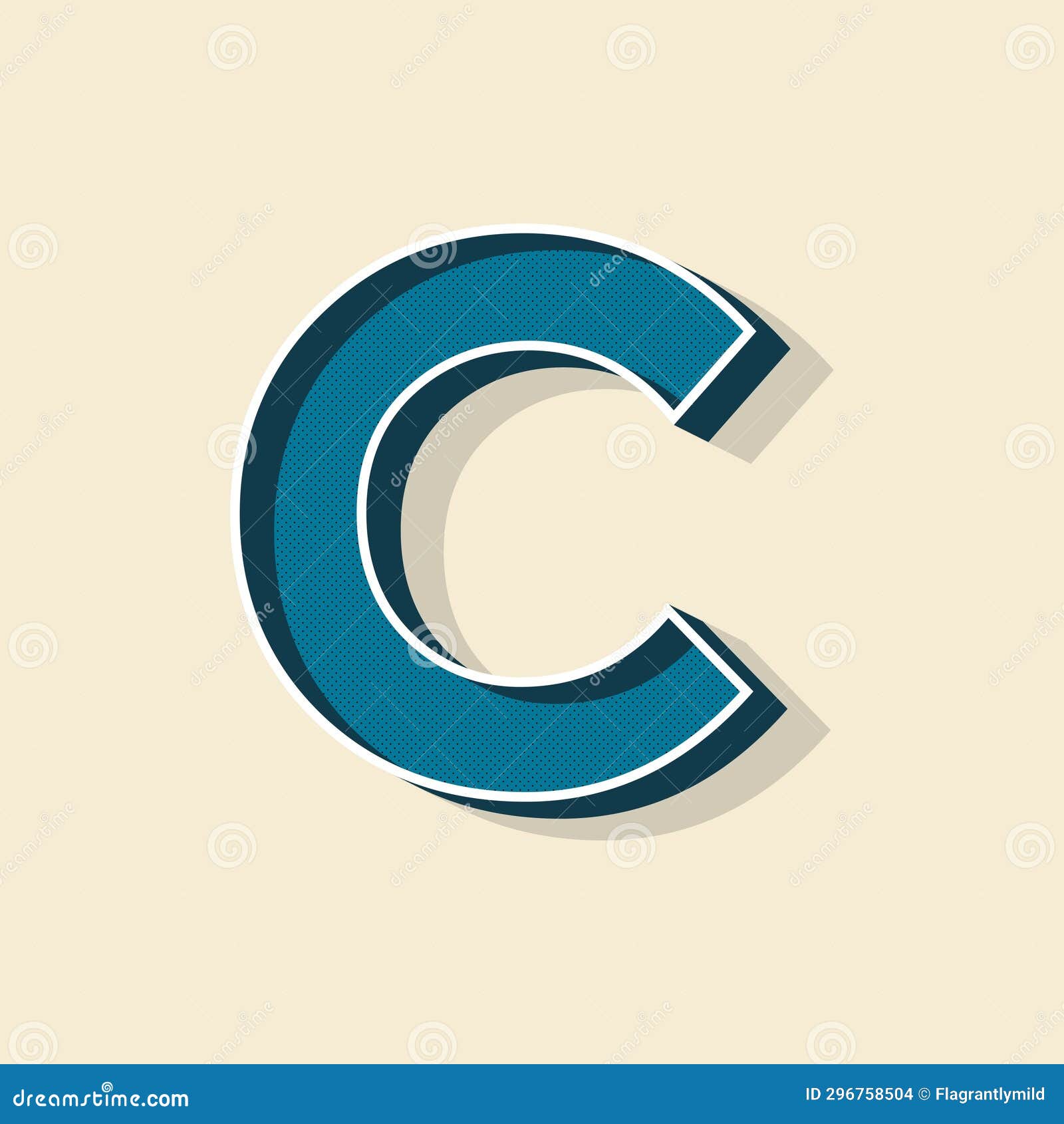 Letter C 3D Isometric Design Stock Illustration - Illustration of beige ...