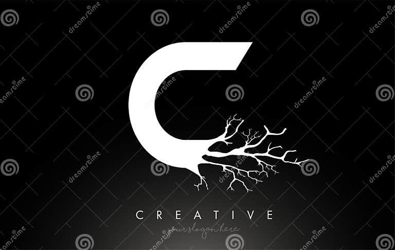 Letter C Design Logo with Creative Tree Branch. C Letter Tree Icon Logo ...