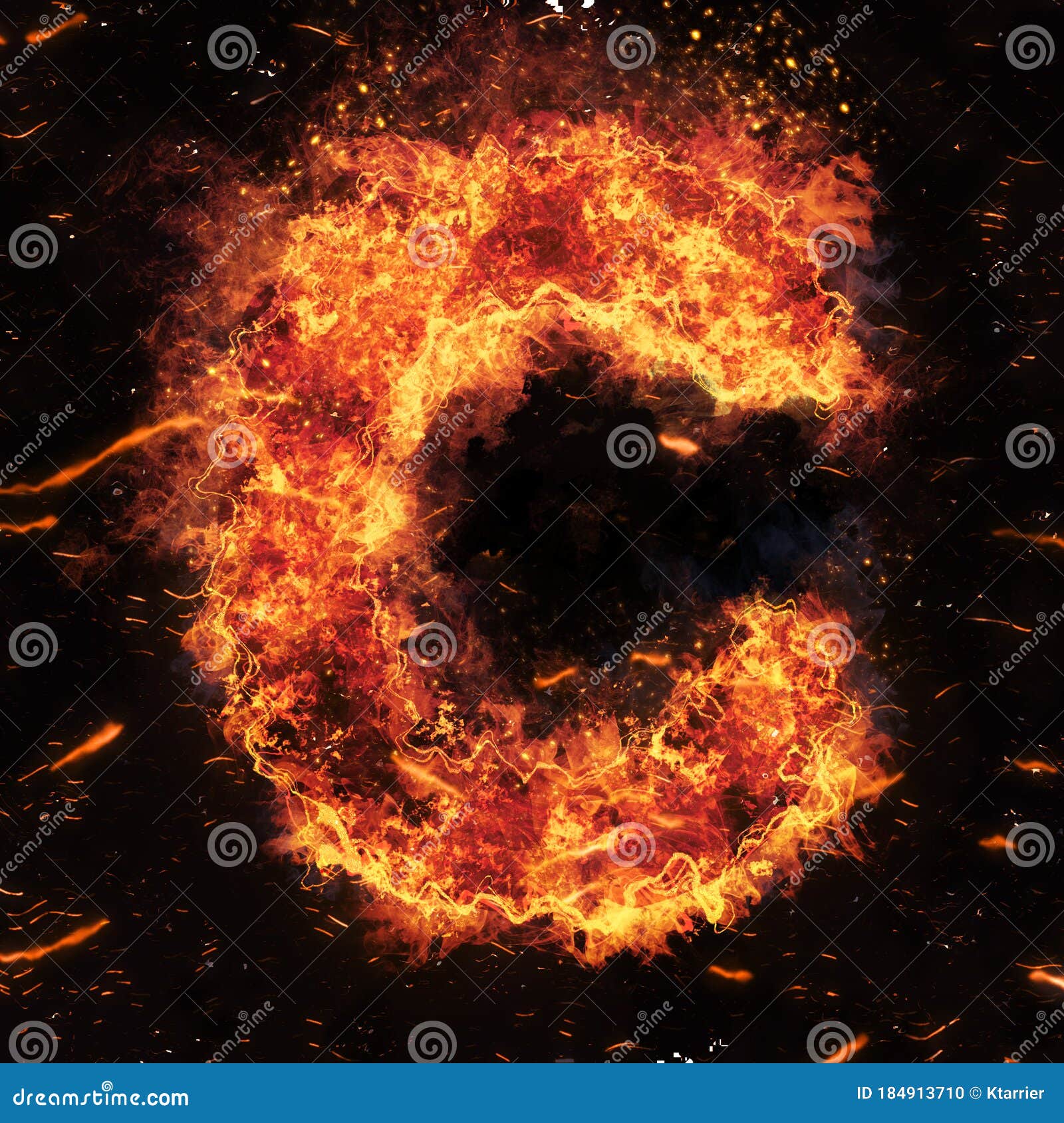 Letter C Flame Explosion Shape with Embers and Sparks Stock ...