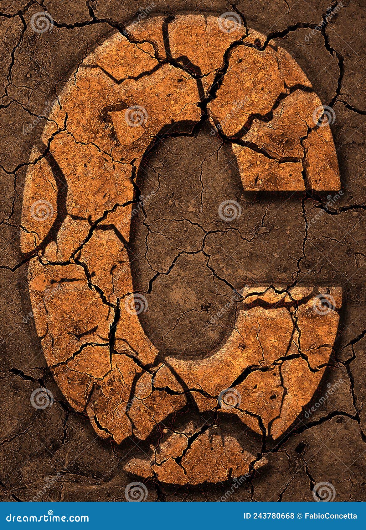 Letter C Font Crack And Crush Effect Stock Illustration Illustration