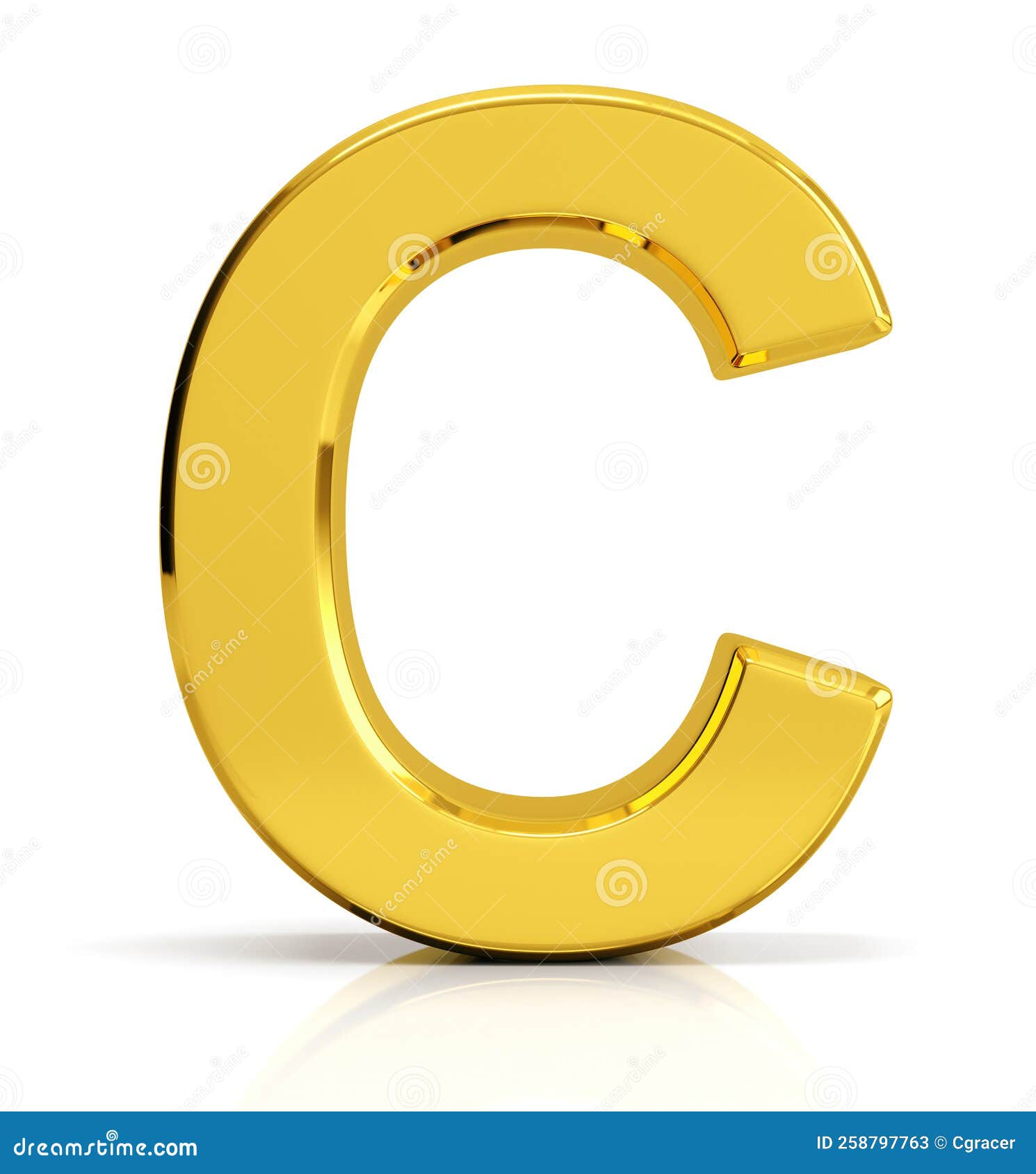 Letter C. Front View. 3d Render Stock Illustration - Illustration of ...