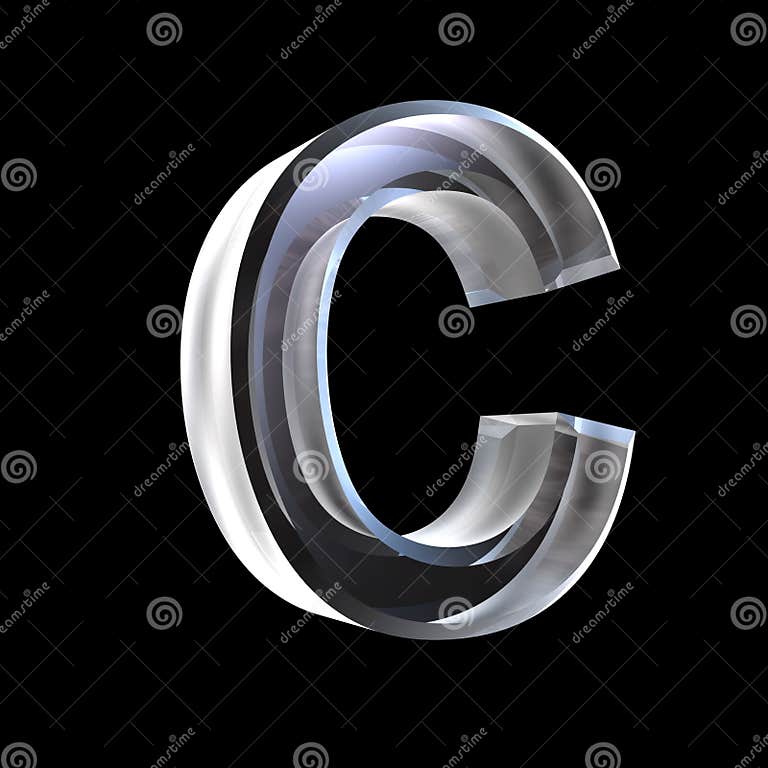 Letter C in glass 3D stock illustration. Illustration of latin - 4486372
