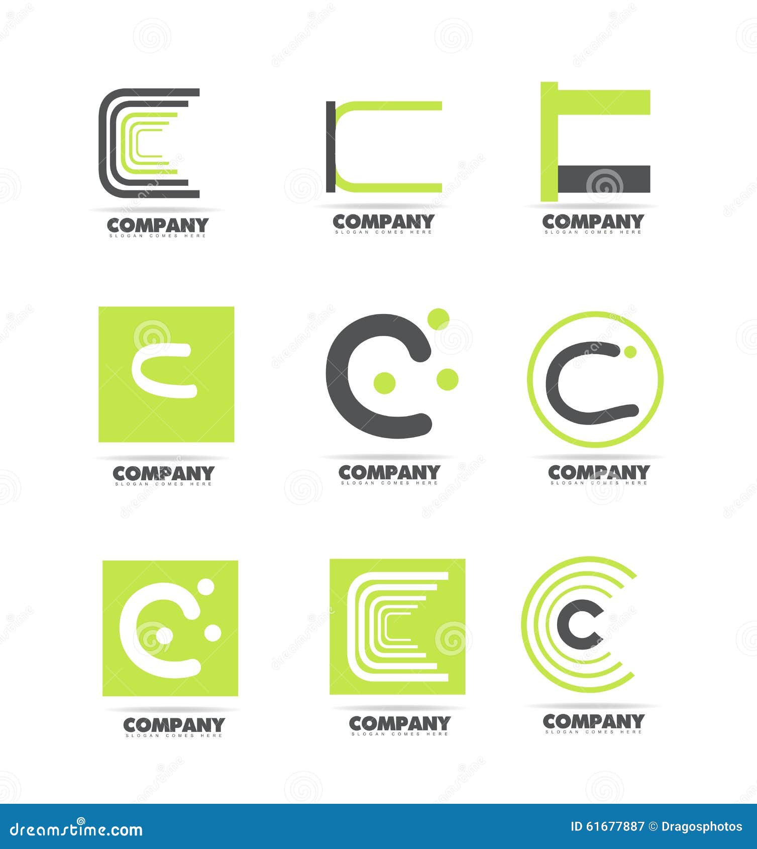 Letter C Green Icon Logo Set Stock Vector - Illustration of vector ...