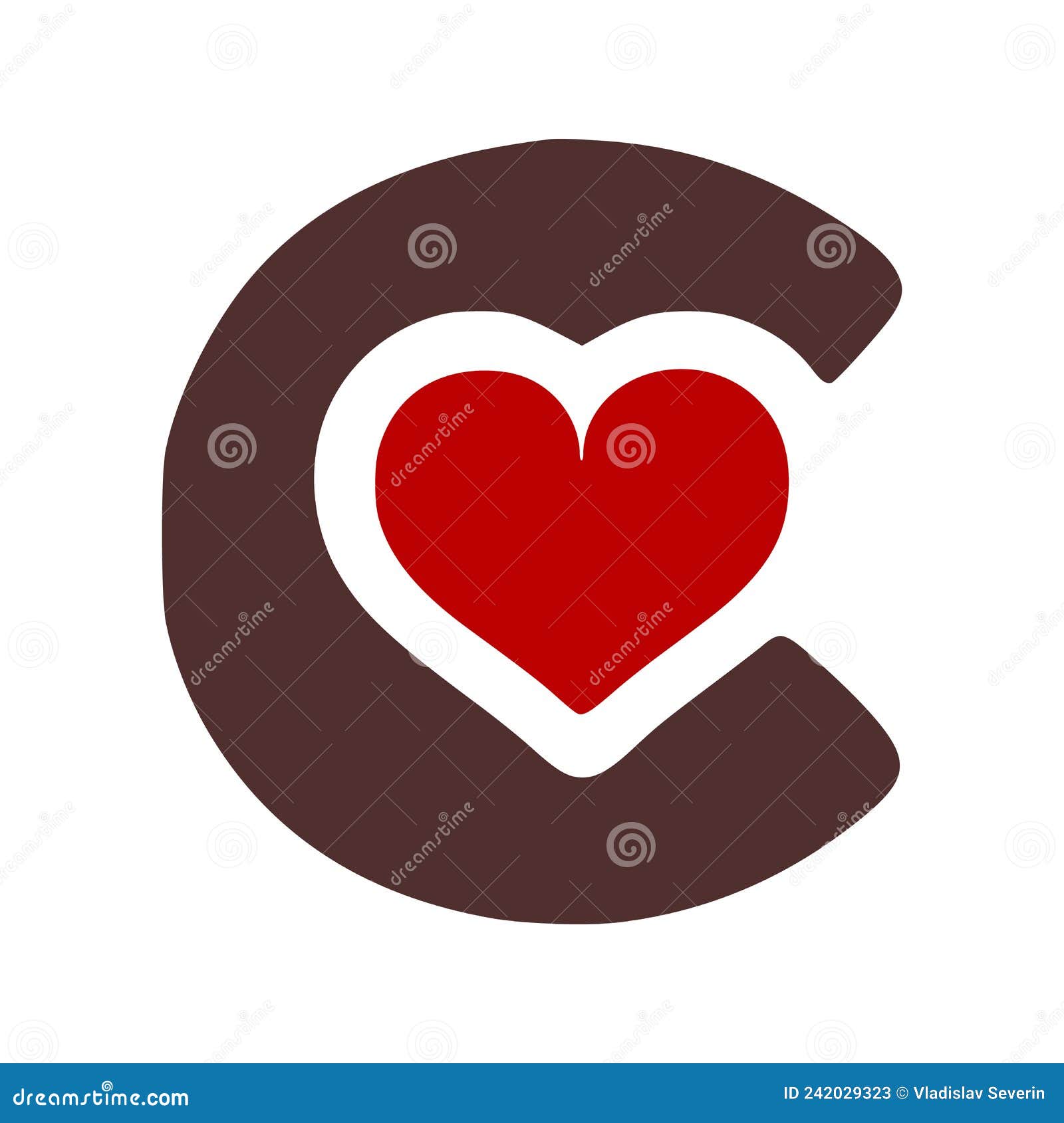 Letter c with heart symbol stock vector. Illustration of passion ...