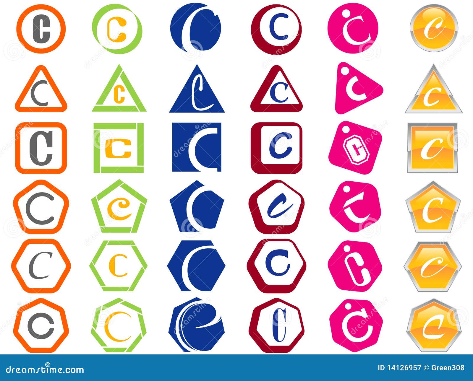 Letter C Icons Badges and Tags Stock Vector - Illustration of rounded ...
