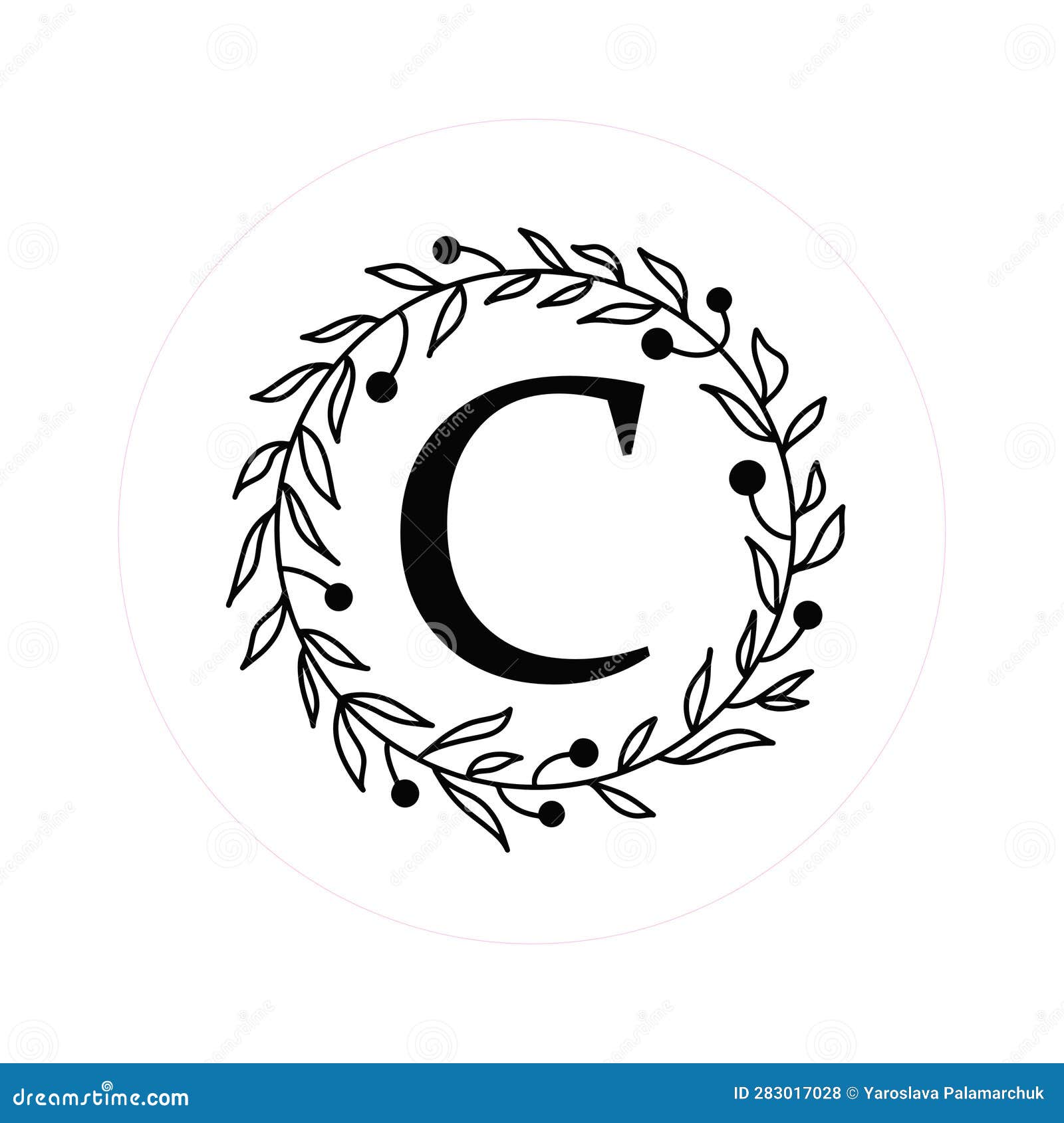 Letter "C" Initials with Round Floral Frames, Vector Monogram Logo ...