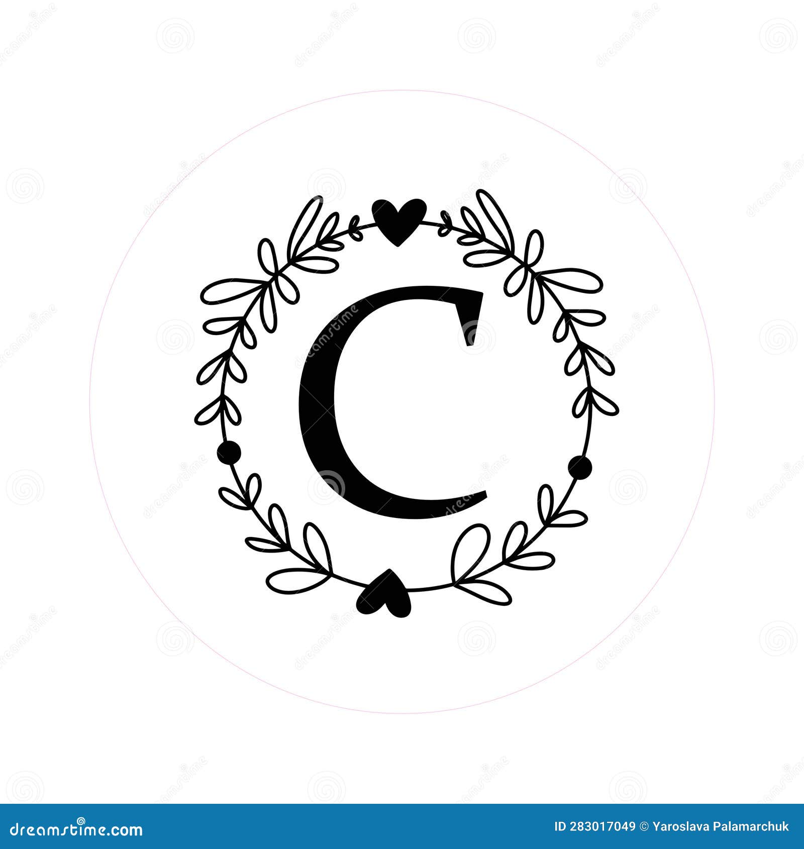 Letter "C" Initials with Round Floral Frames, Vector Monogram Logo ...