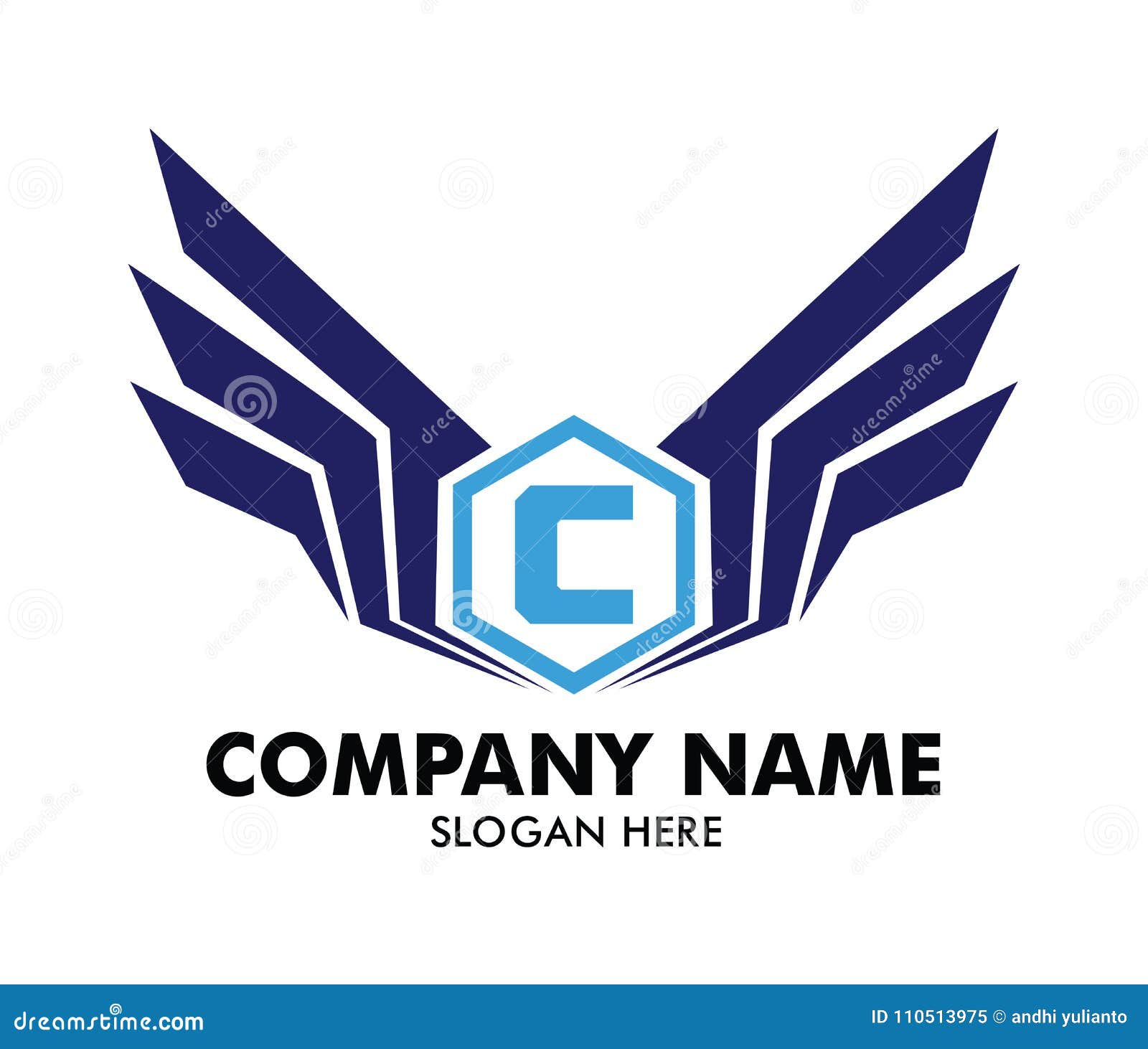 Letter C Emblem Badge Wing Vector Logo Design Stock Vector ...