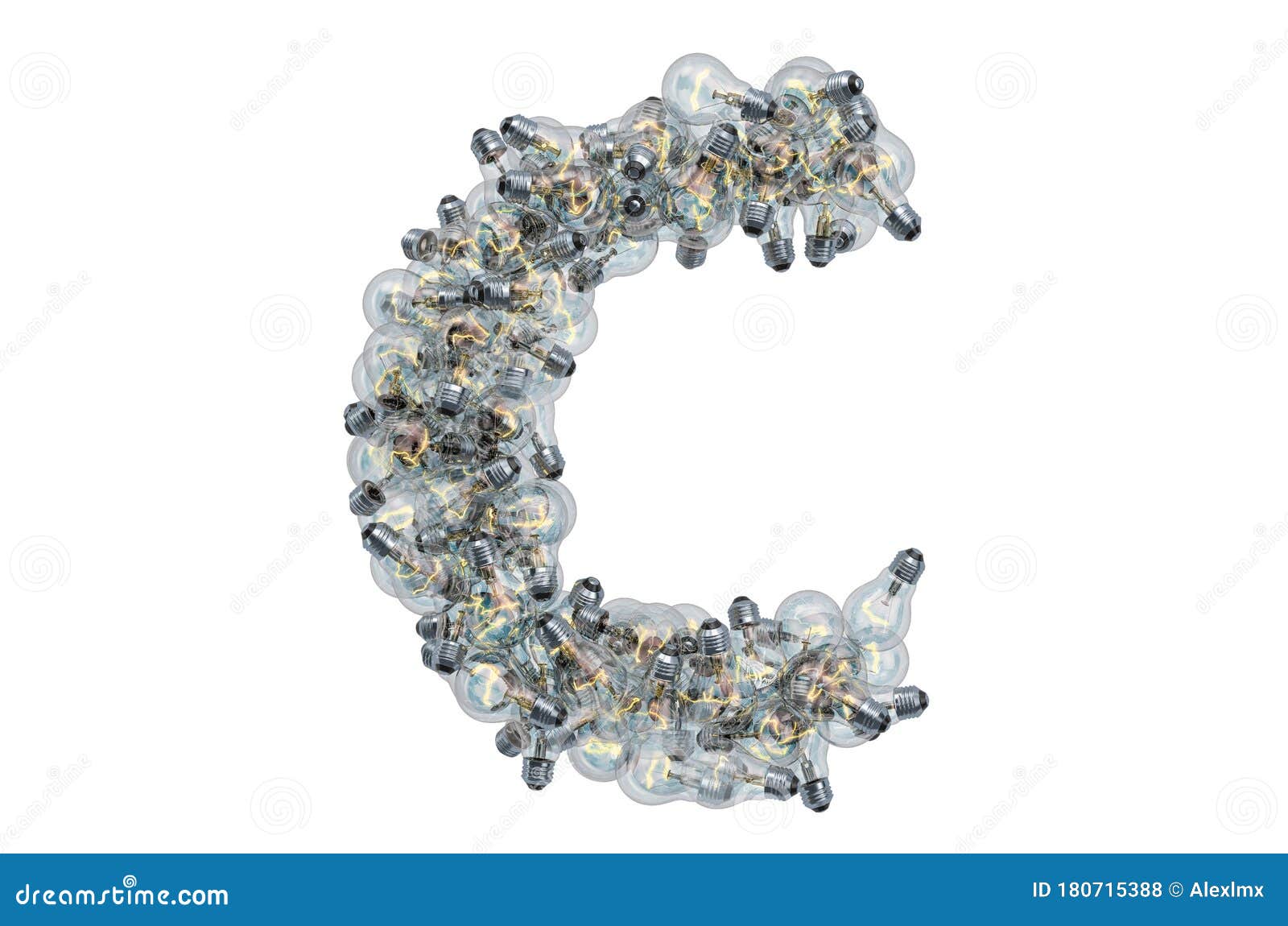 Letter C from Light Bulbs, 3D Rendering Stock Illustration ...