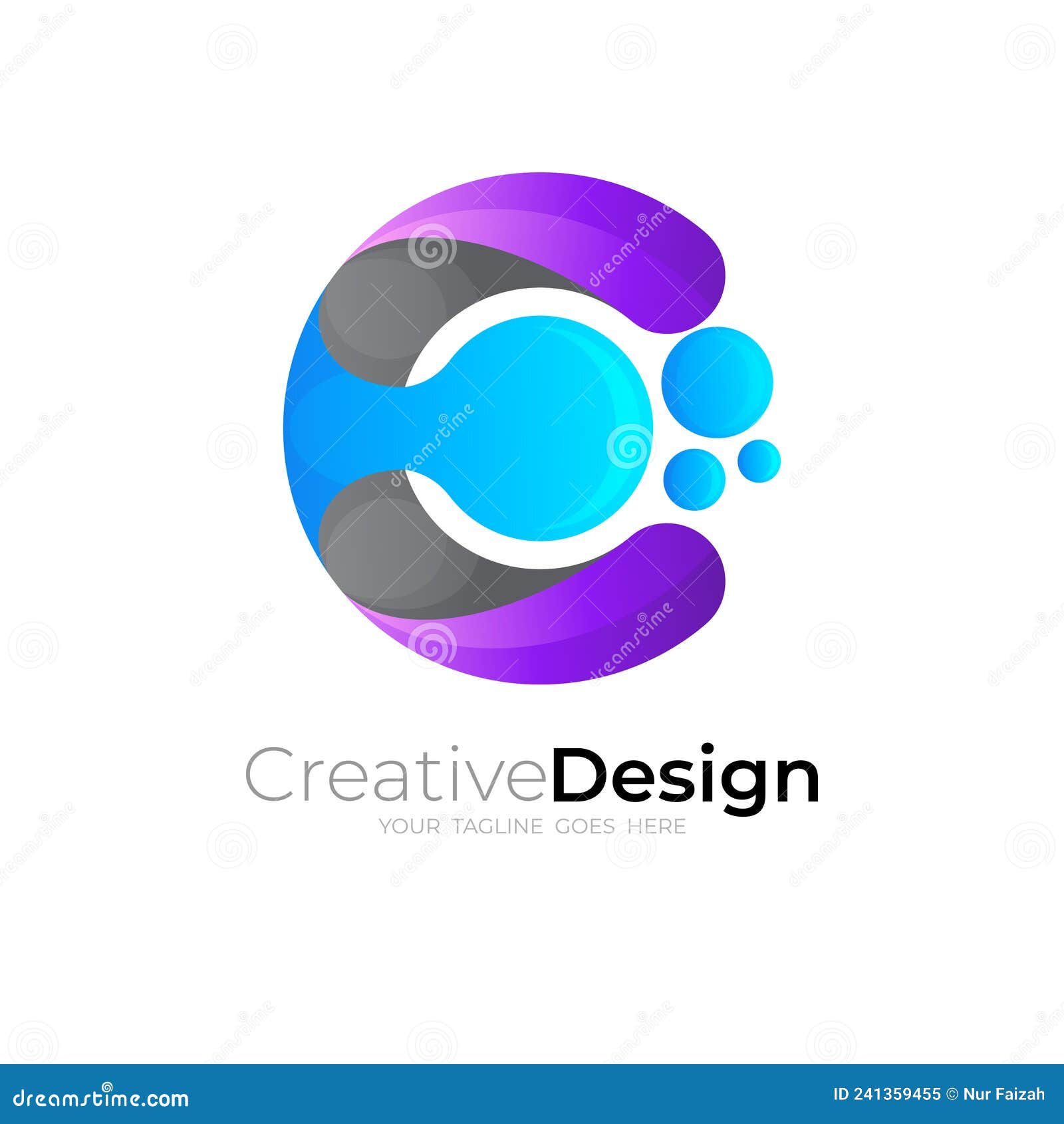 Letter C Logo and Babble Design Combination, Blue Color Stock Vector ...