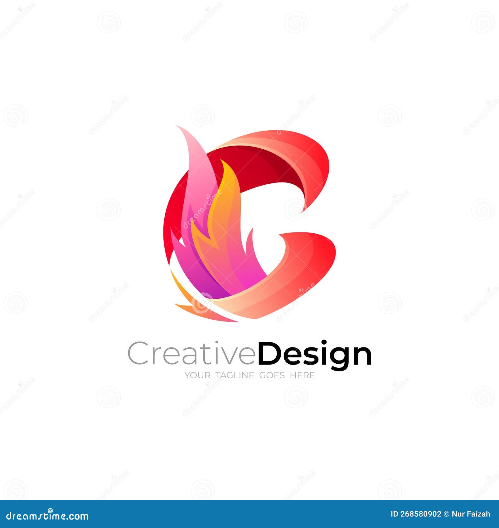 Letter C Logo and Fire Design Combination, Red Color Stock Vector ...