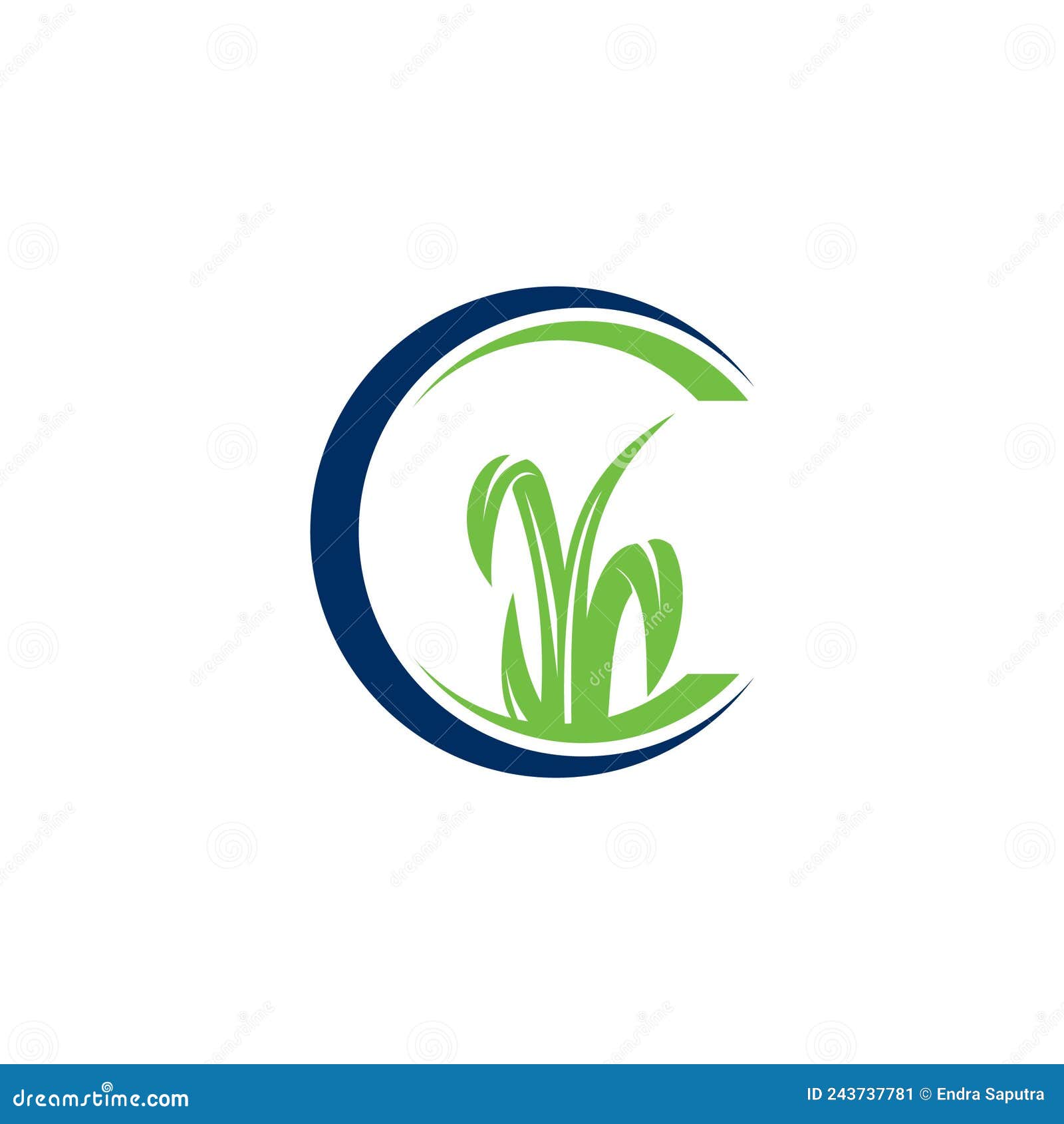 Nature Logo with Circle and Grass Inside Stock Illustration ...