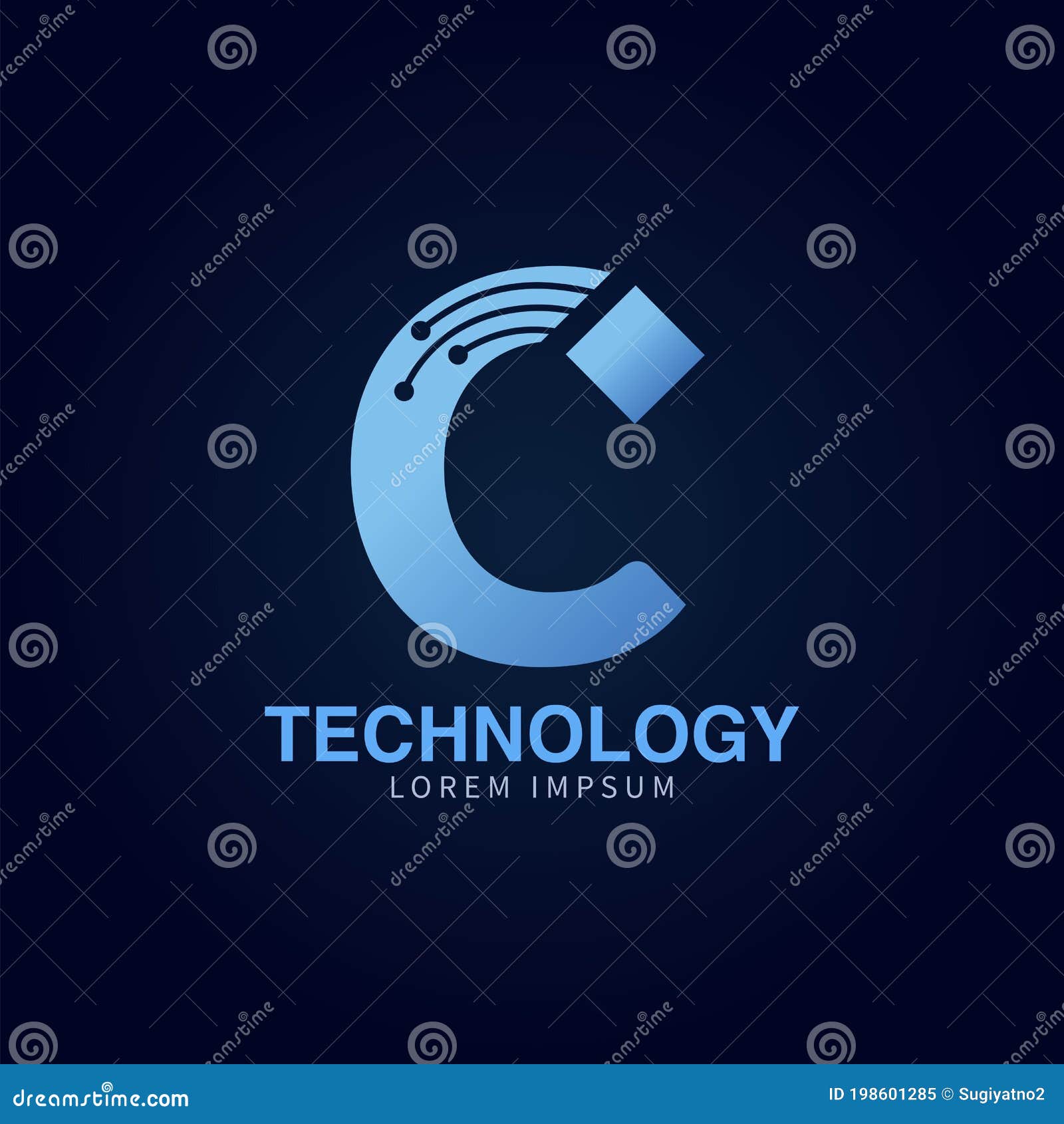 Letter C Logotype Blue Color,Technology and Digital Abstract Dot ...