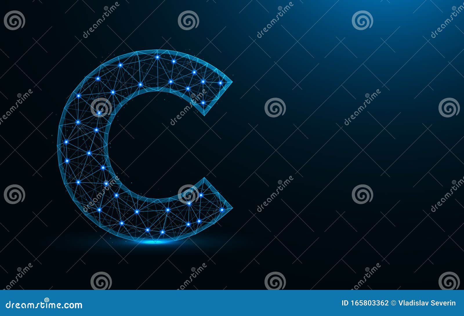 Letter C Low Poly Design, Alphabet Abstract Geometric Image Stock ...