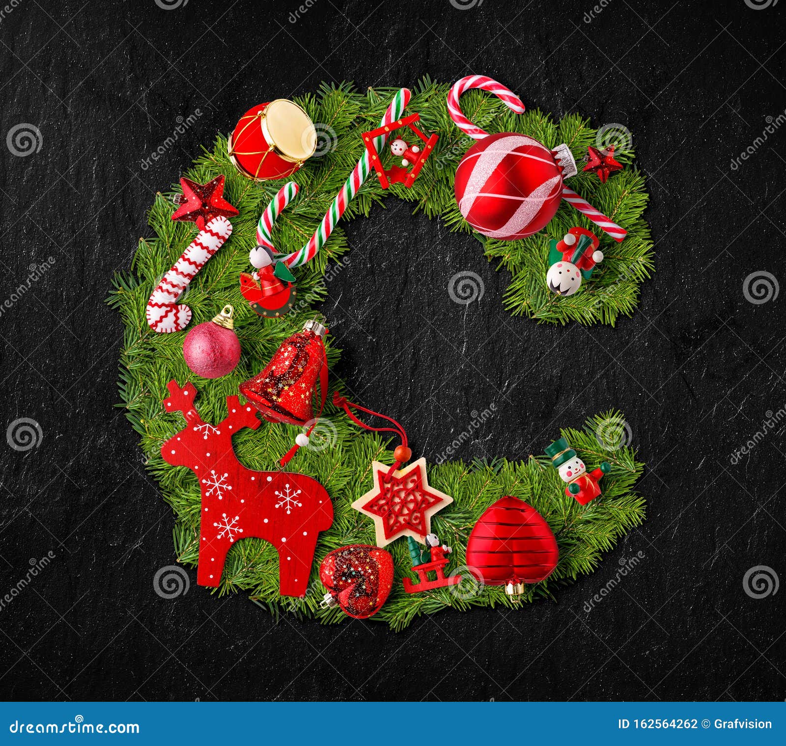 Letter C Made of Christmas Tree Ornaments Stock Photo - Image of ...