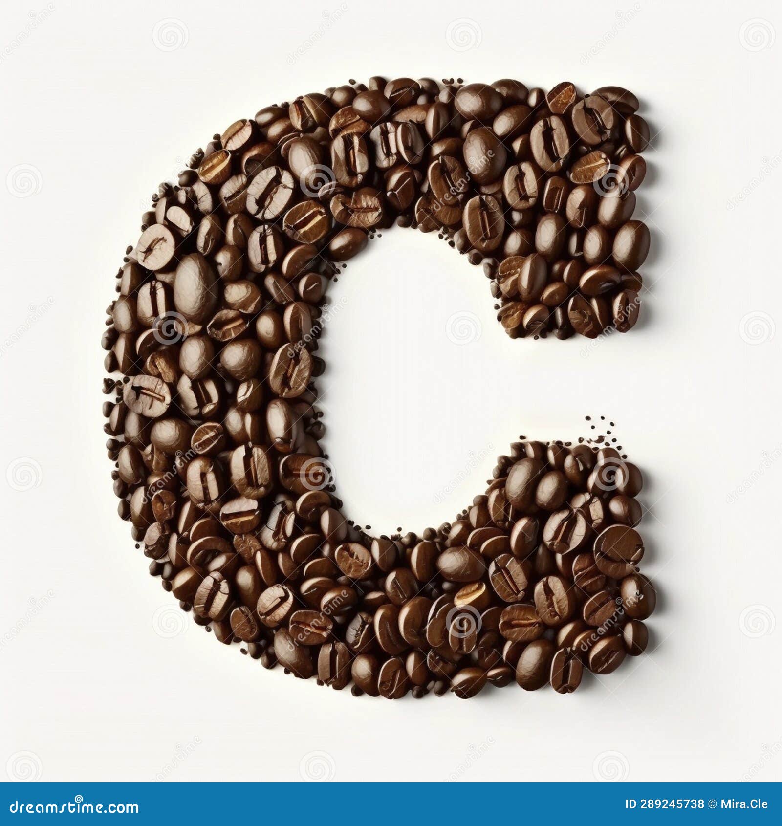 Letter C Made of Coffee Grains on White, Created with Generative AI ...