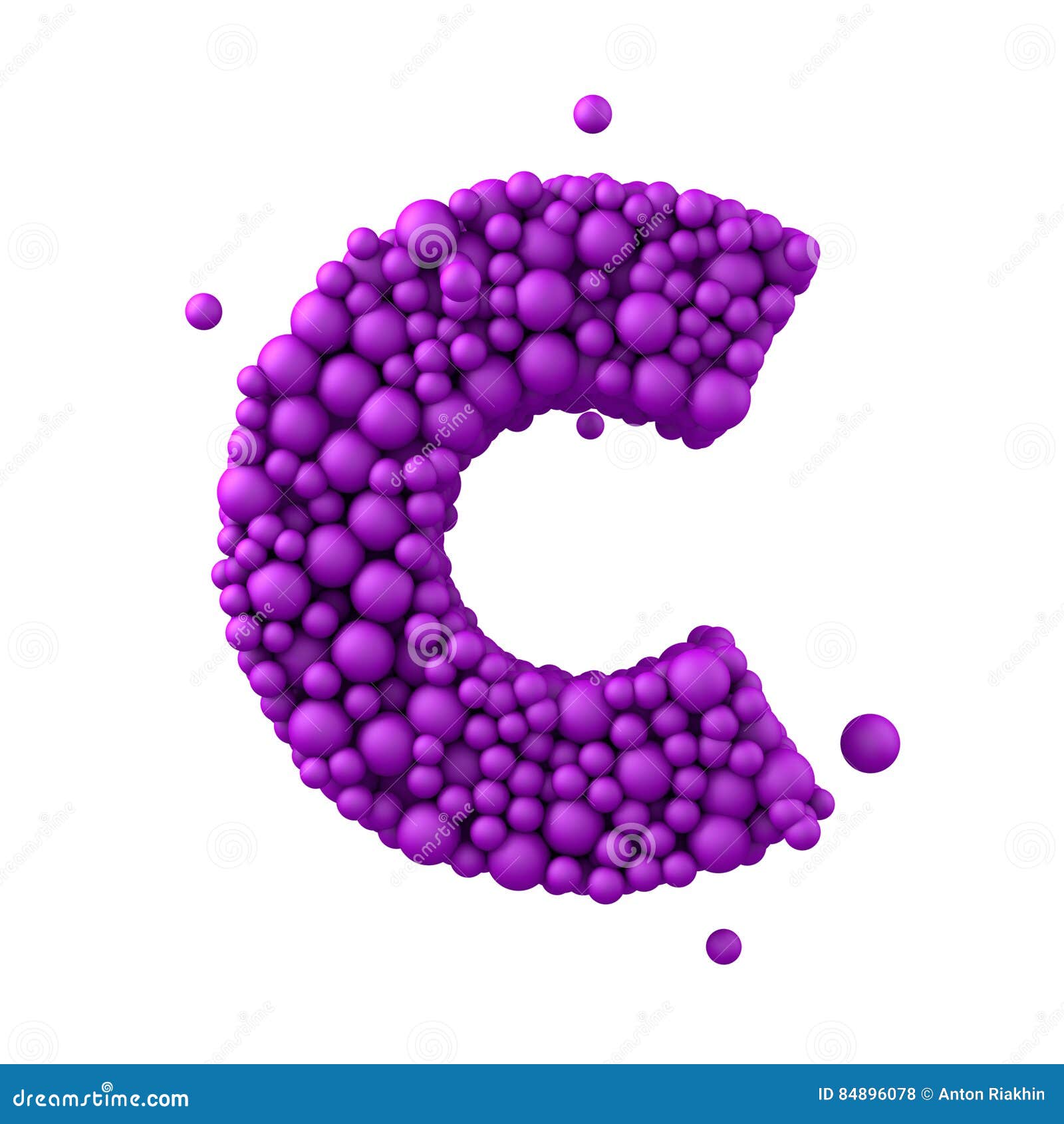 Letter C Made of Plastic Beads, Purple Bubbles, Isolated on White, 3d ...