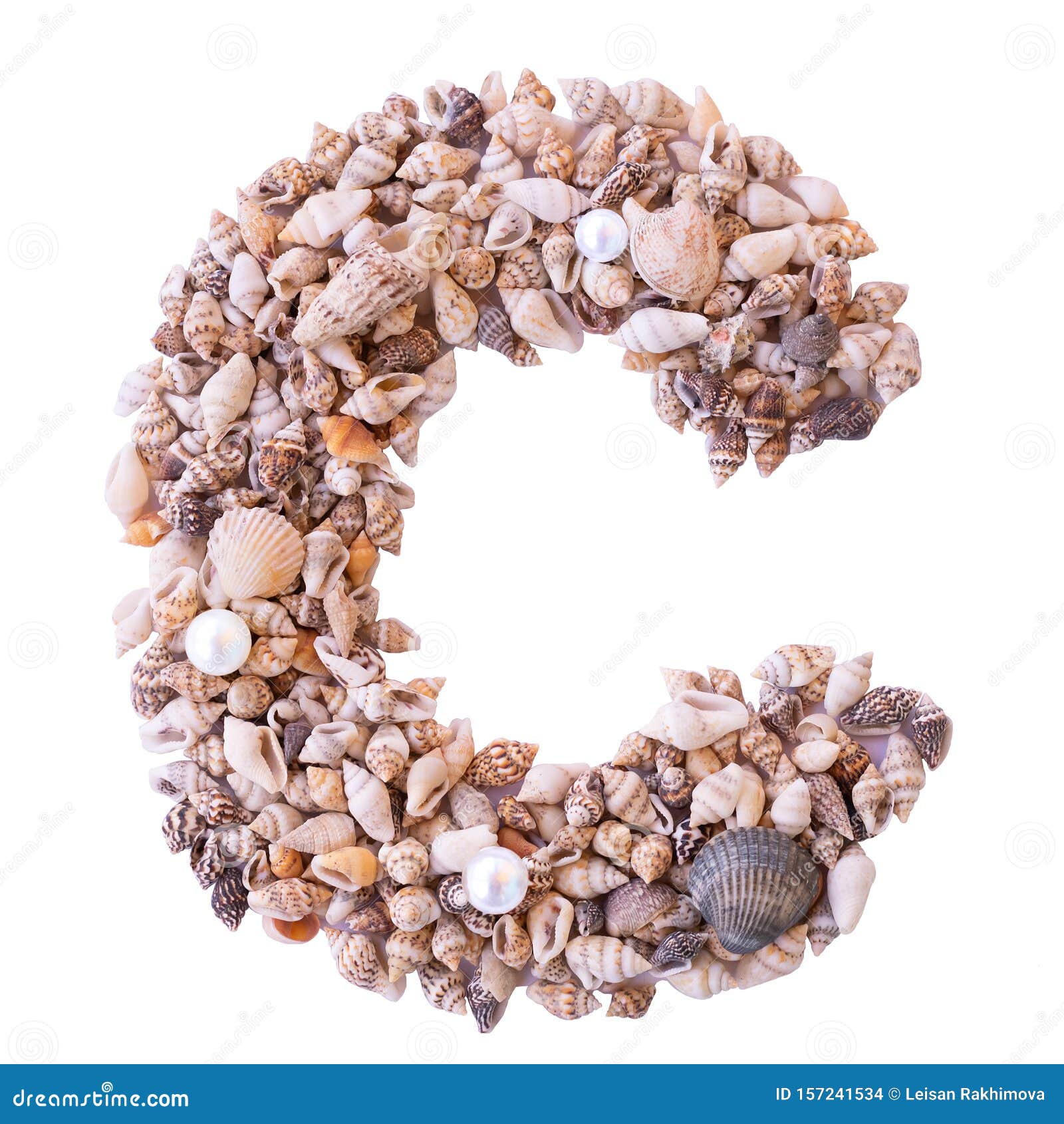 Letter C Made of Tiny Seashells. Stock Photo - Image of sign, design ...