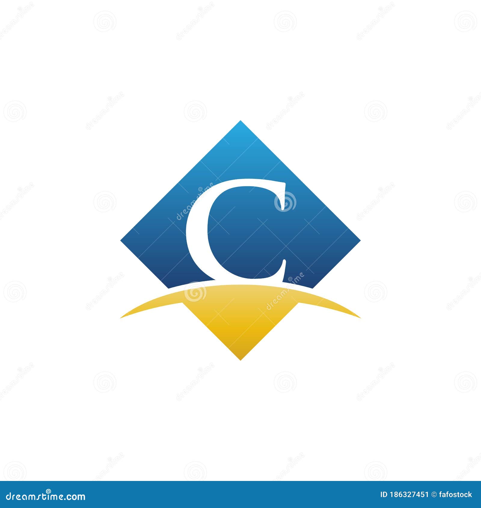 Letter C Negative Space with Swoosh in Diamond Shape Stock Vector ...