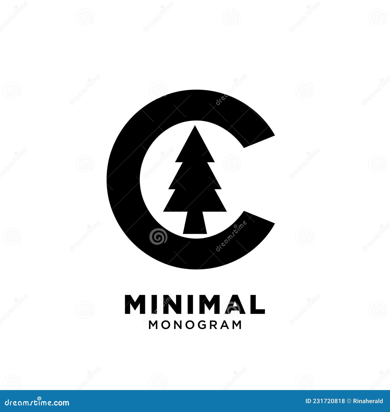 Letter C Pine Tree Initial Vector Logo Design Stock Illustration ...