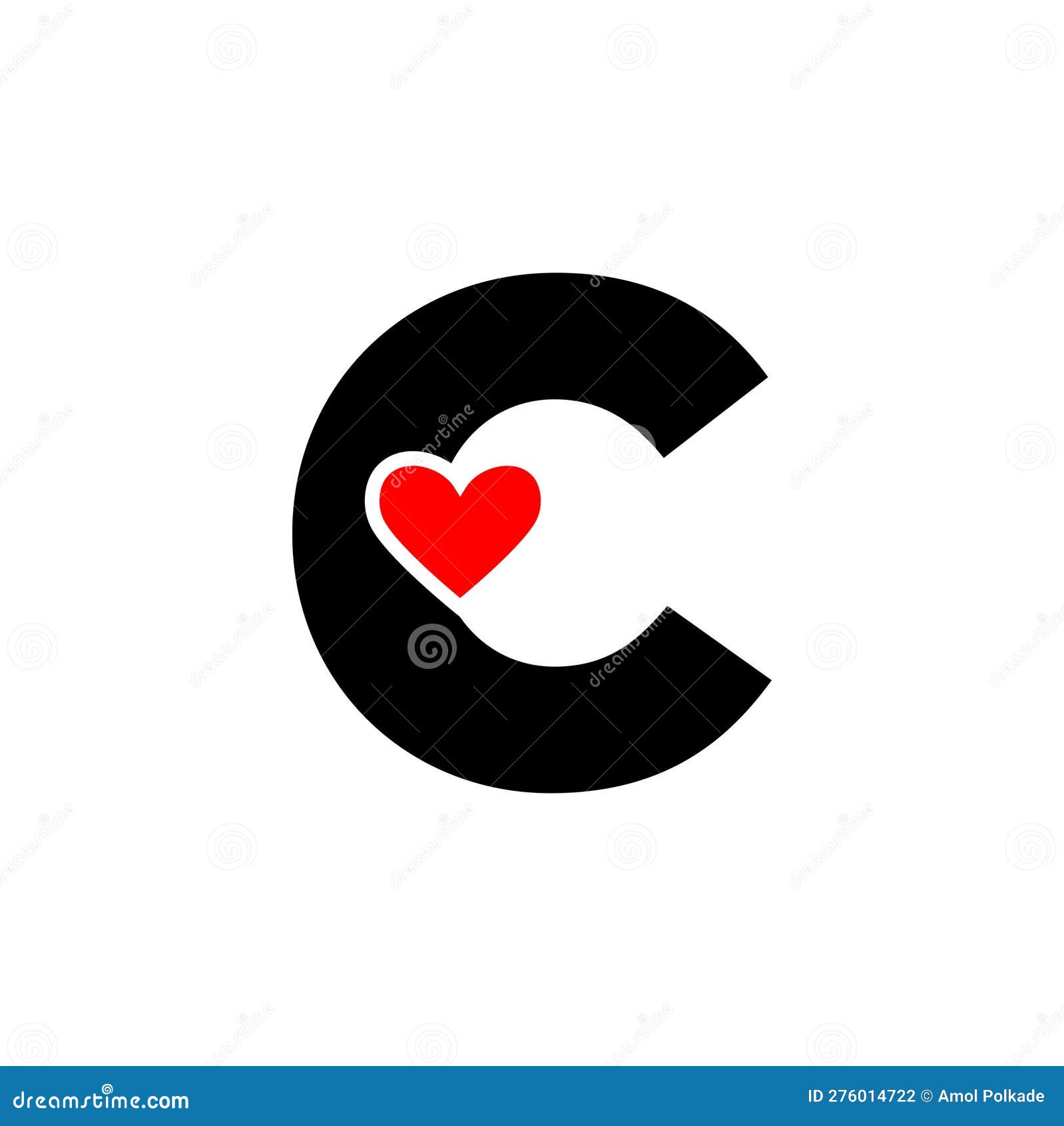 Letter C with Red Heart Monogram. C Heart Icon Stock Vector ...