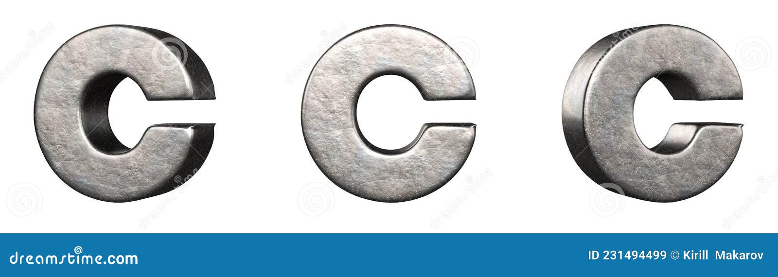 Letter C from a Scratched Iron Letters Collection. Isolated Stock ...