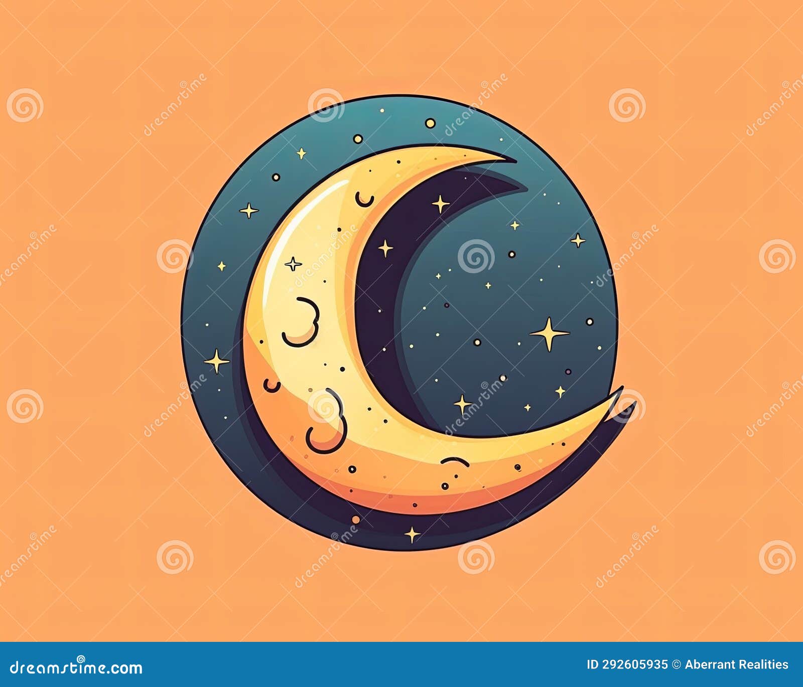 The Letter C in the Shape of a Crescent Moon on an Orange Background ...