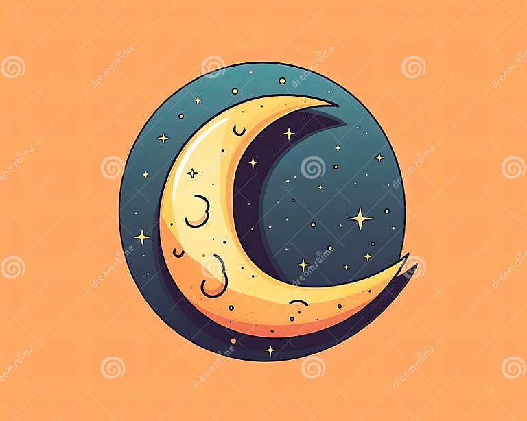 The Letter C in the Shape of a Crescent Moon on an Orange Background ...
