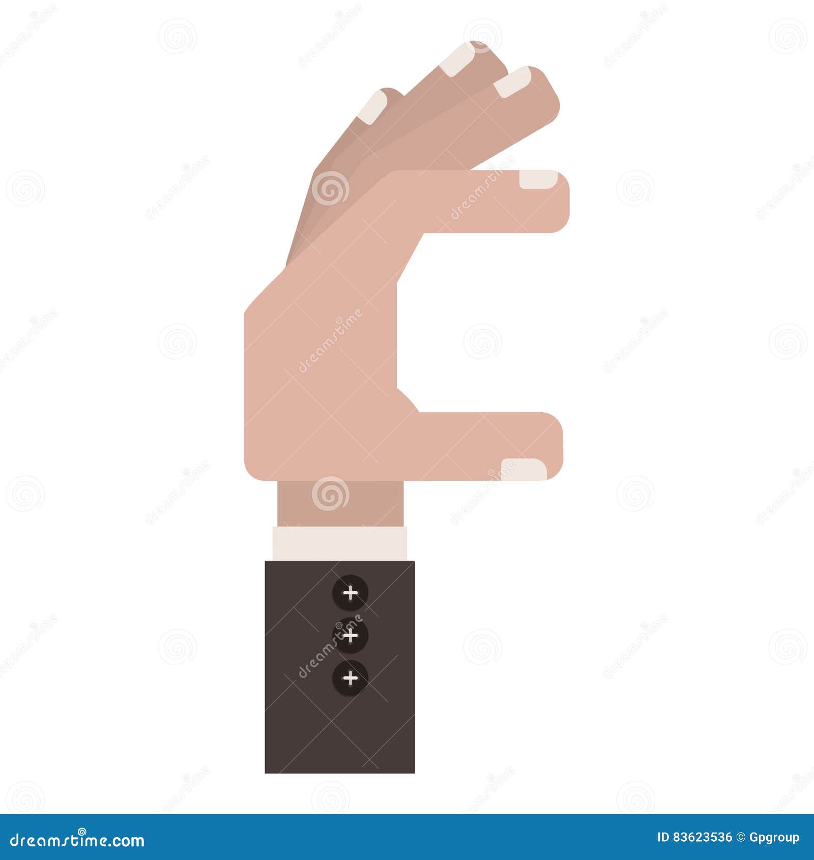 Letter c shape with hand stock vector. Illustration of suit - 83623536
