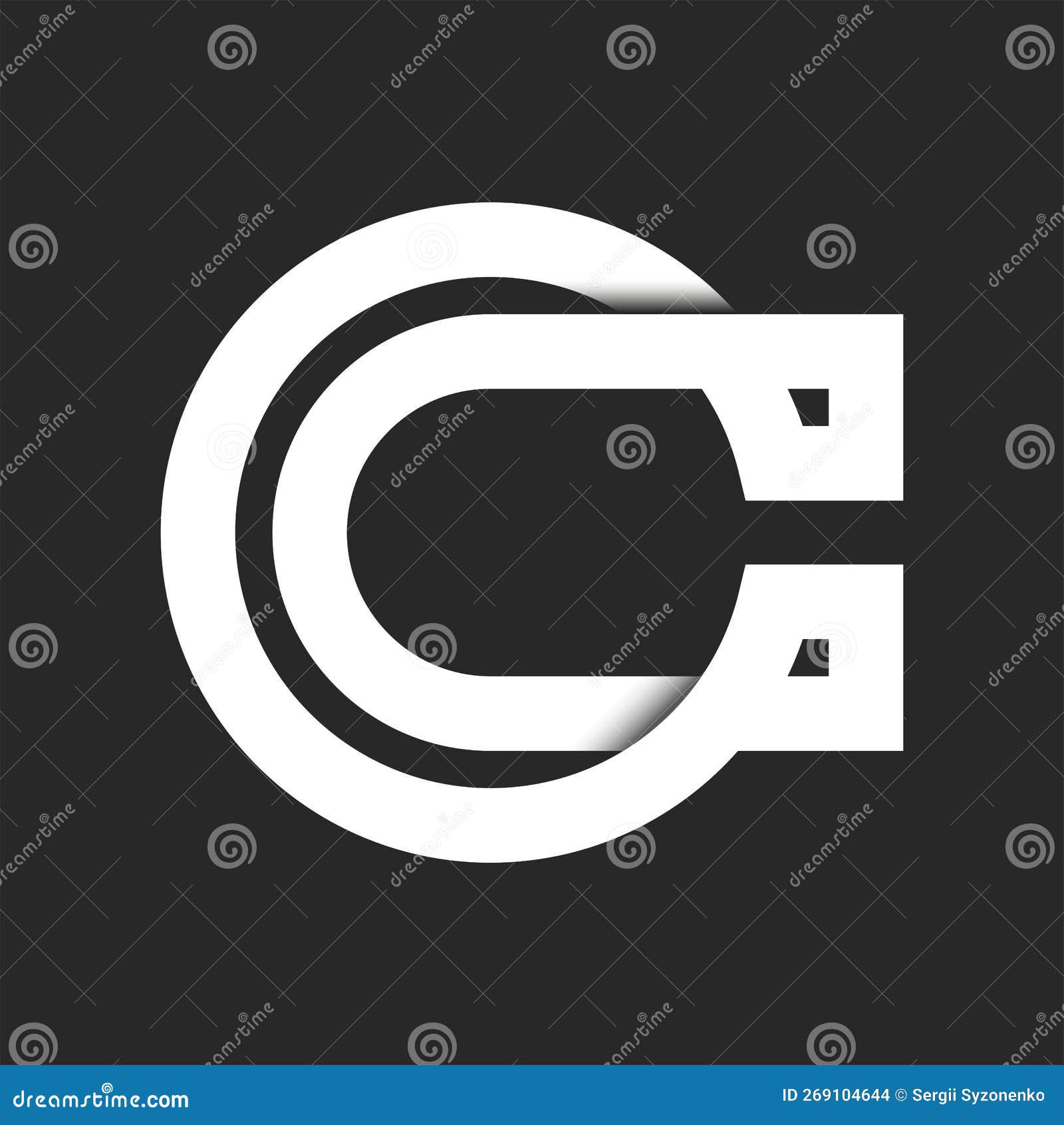 Letter C Shape Logo Monogram, Intersection White Lines Identity Print ...