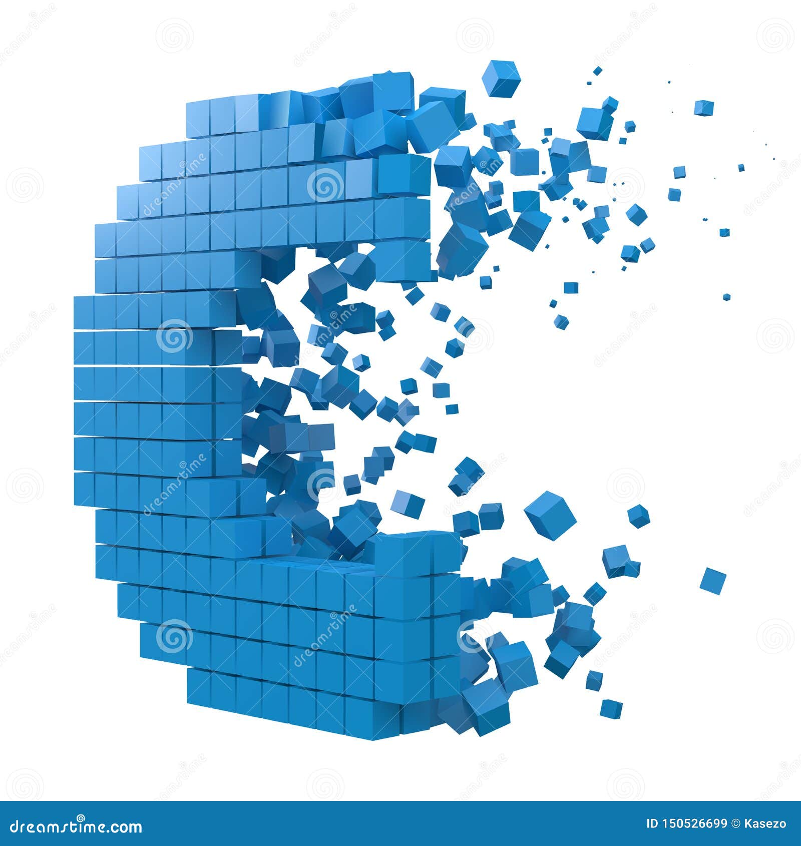 Letter C Shaped Data Block. Version with Blue Cubes Stock Vector ...