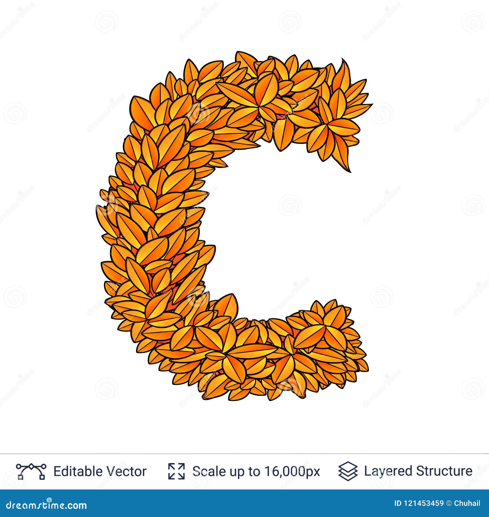 Letter C Sign of Autumn Leaves. Stock Vector - Illustration of letter ...