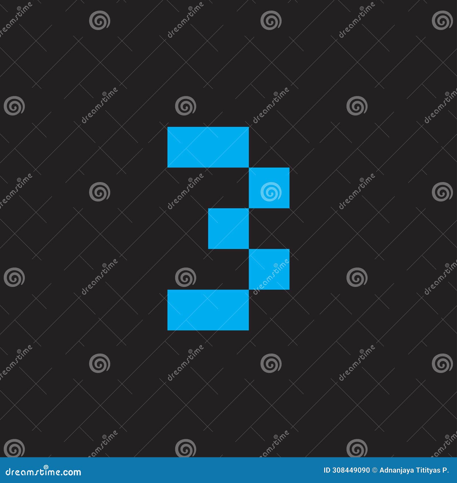 Letter 3c Simple Pixels Logo Vector | CartoonDealer.com #308449090