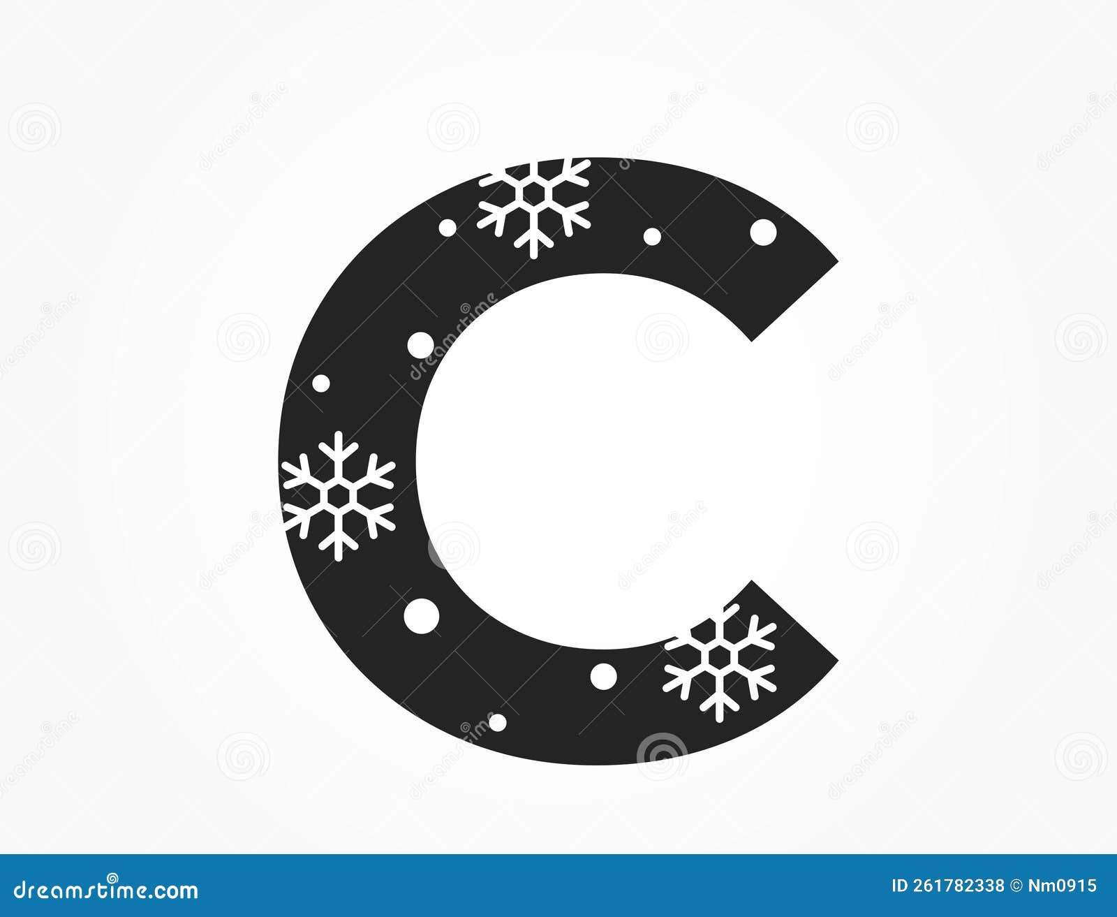 Letter C with Snowflake and Snow. Creative Initial Letter for Christmas ...