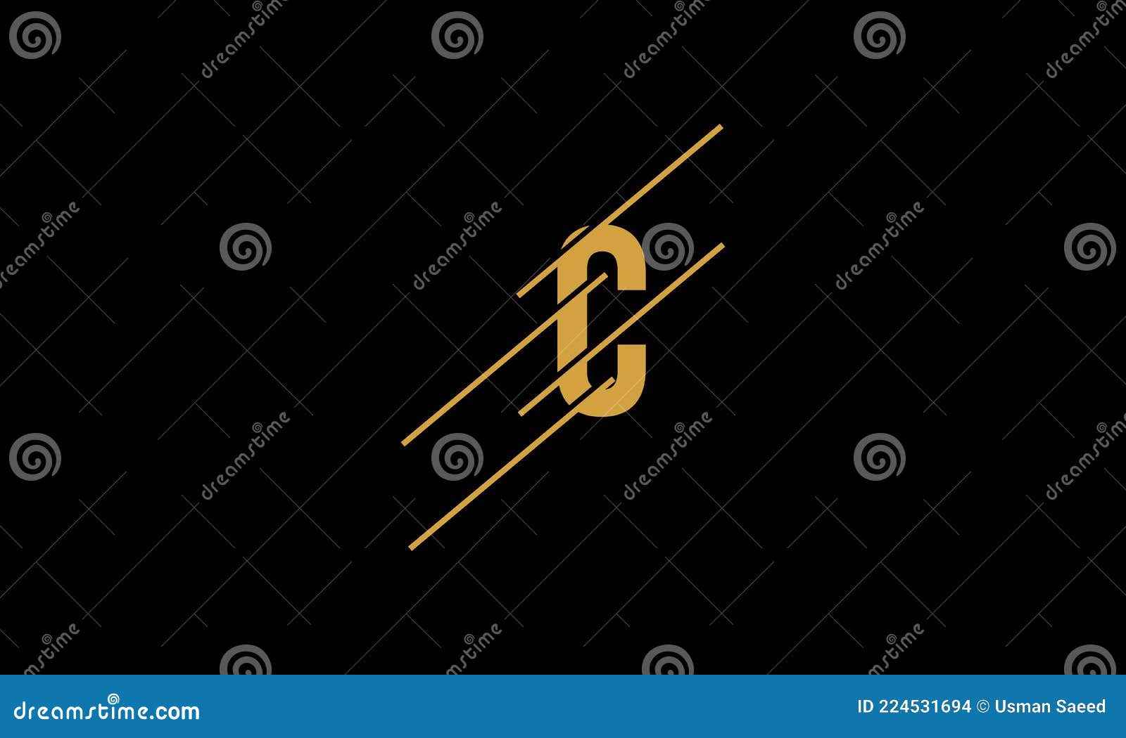 Letter C Technology Logo with Diagonal Lines for Fast Tech Concept in ...