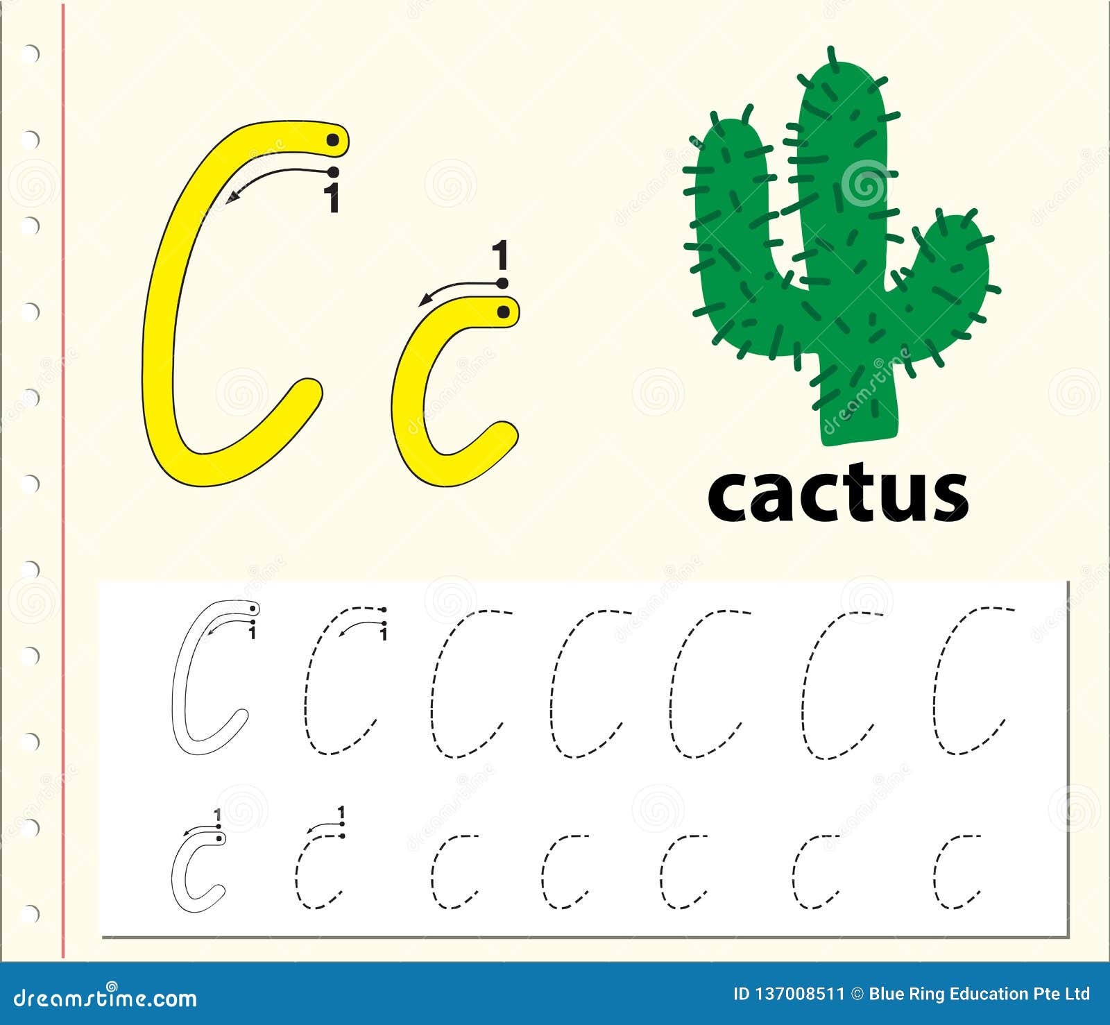 Letter C Tracing Alphabet Worksheets Stock Vector - Illustration of ...