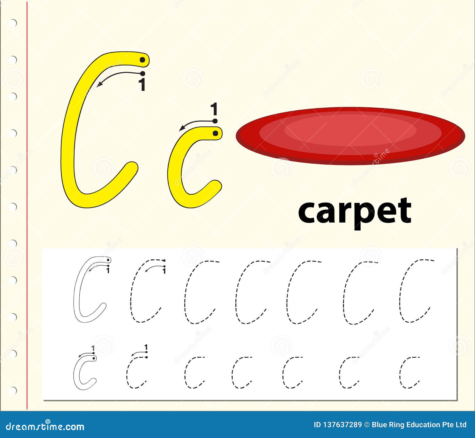 Letter C Tracing Alphabet Worksheets Stock Vector - Illustration of ...