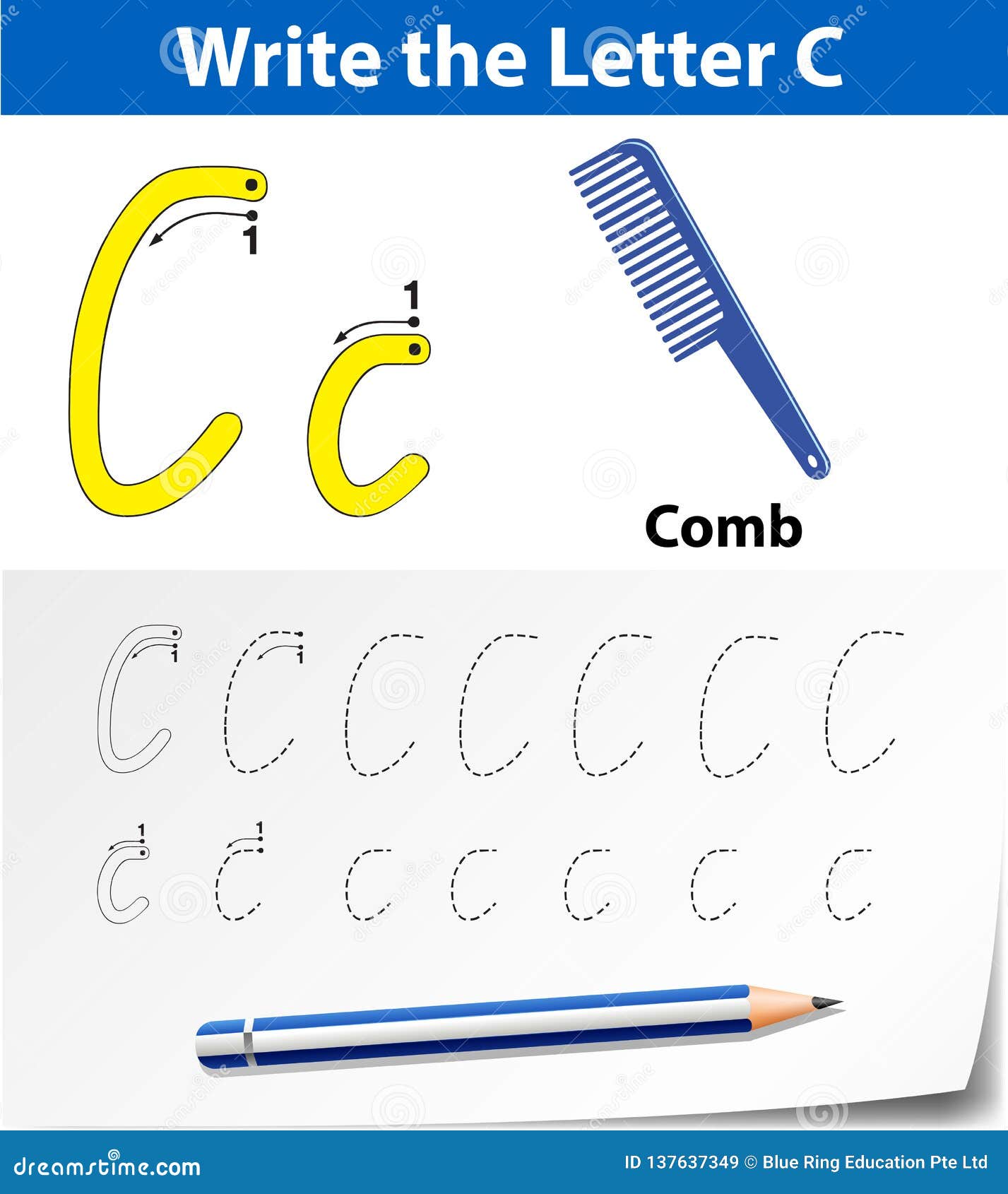 Letter C Tracing Alphabet Worksheets Stock Vector - Illustration of ...