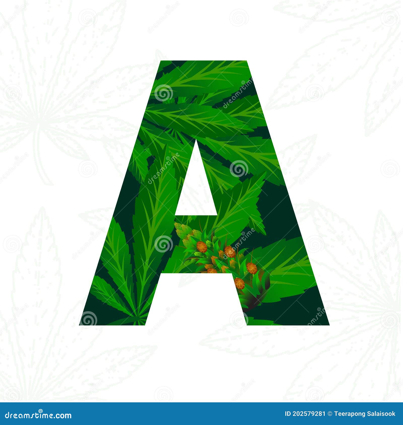A Letter with Cannabis Leaf for Logo Design. Stock Vector ...