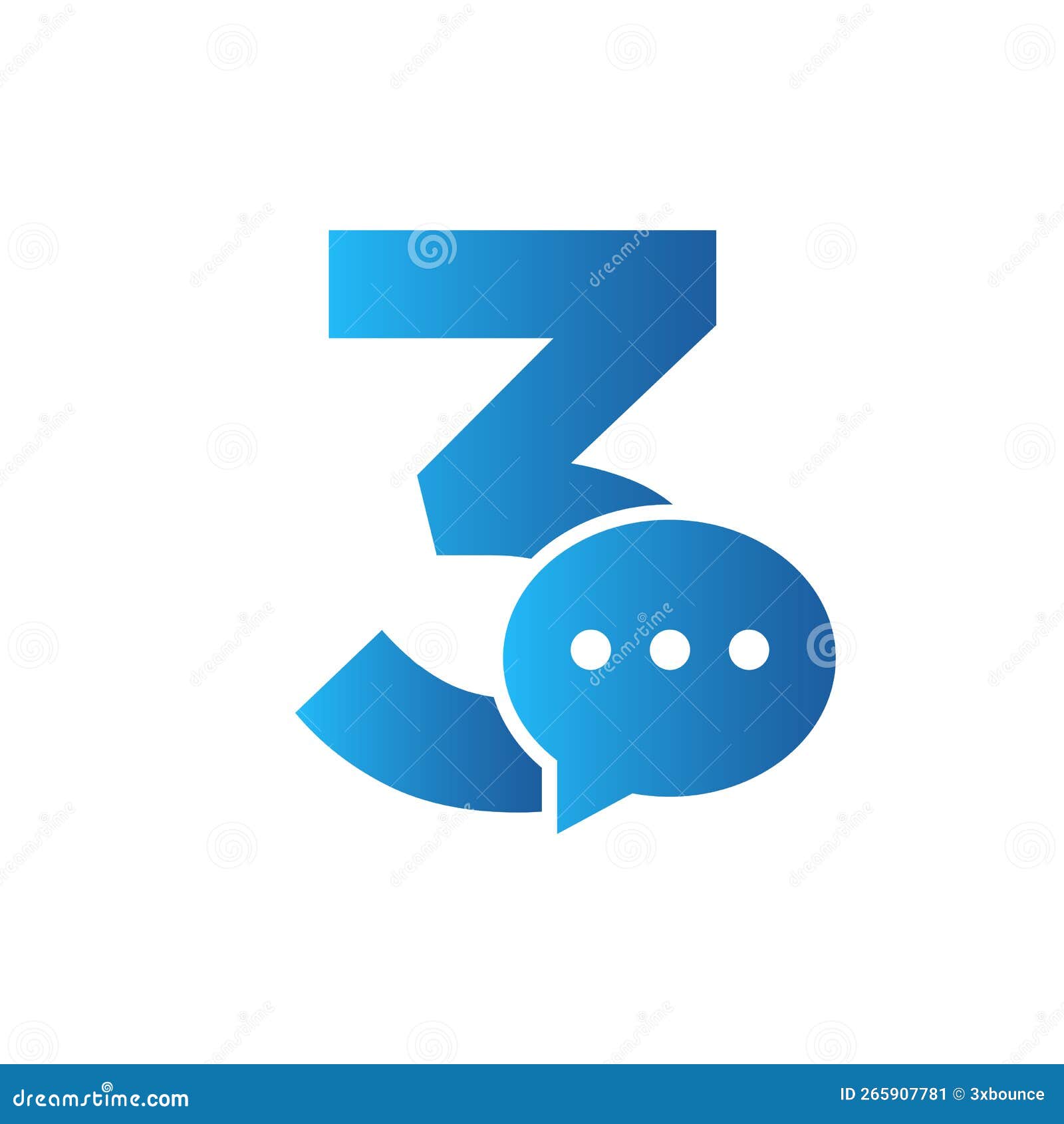 Letter 3 Chat Communicate Logo Design Concept with Bubble Chat Symbol ...