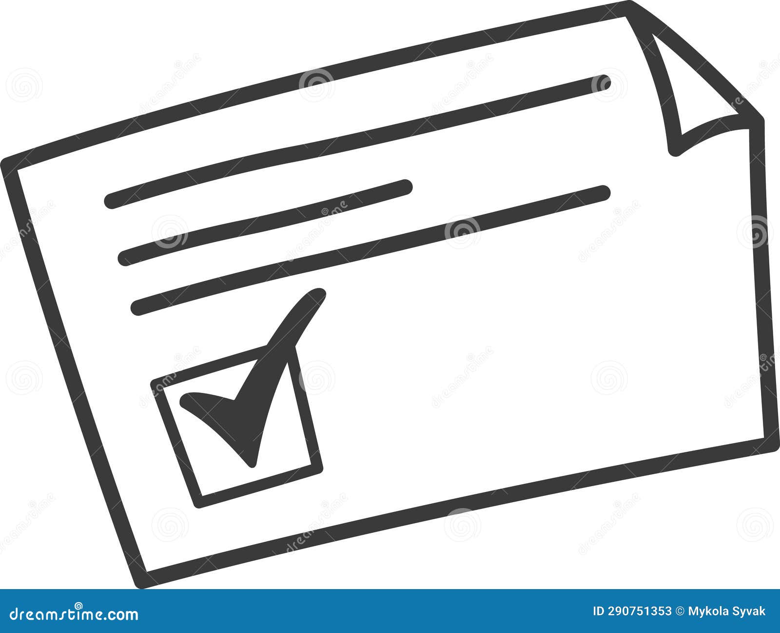 Letter with Check Mark Doodle Stock Illustration - Illustration of ...