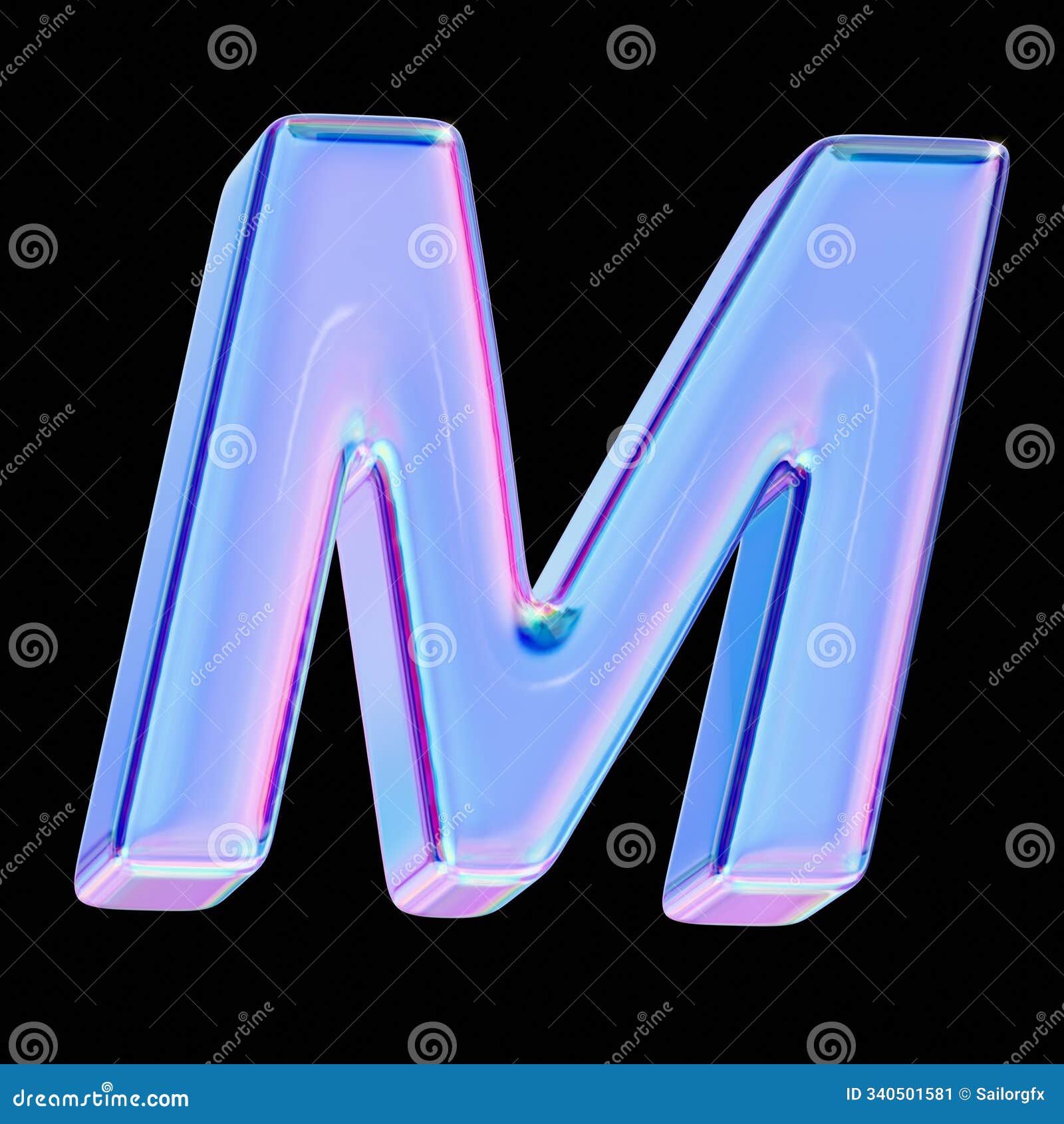 Letter M in Chromatic 3D Style Stock Illustration - Illustration of ...