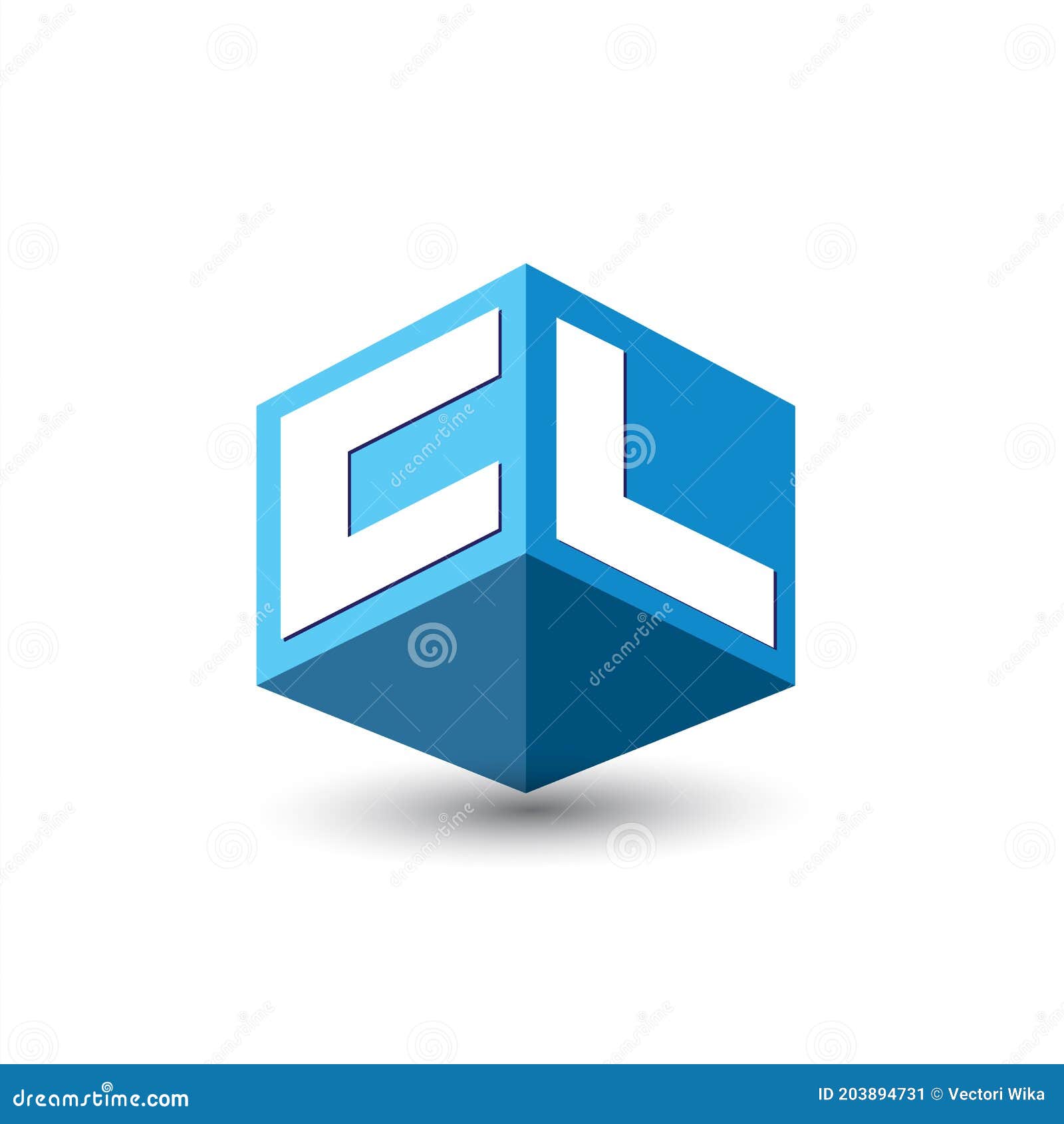 Letter CL Logo In Hexagon Shape And Blue Background, Cube Logo With ...