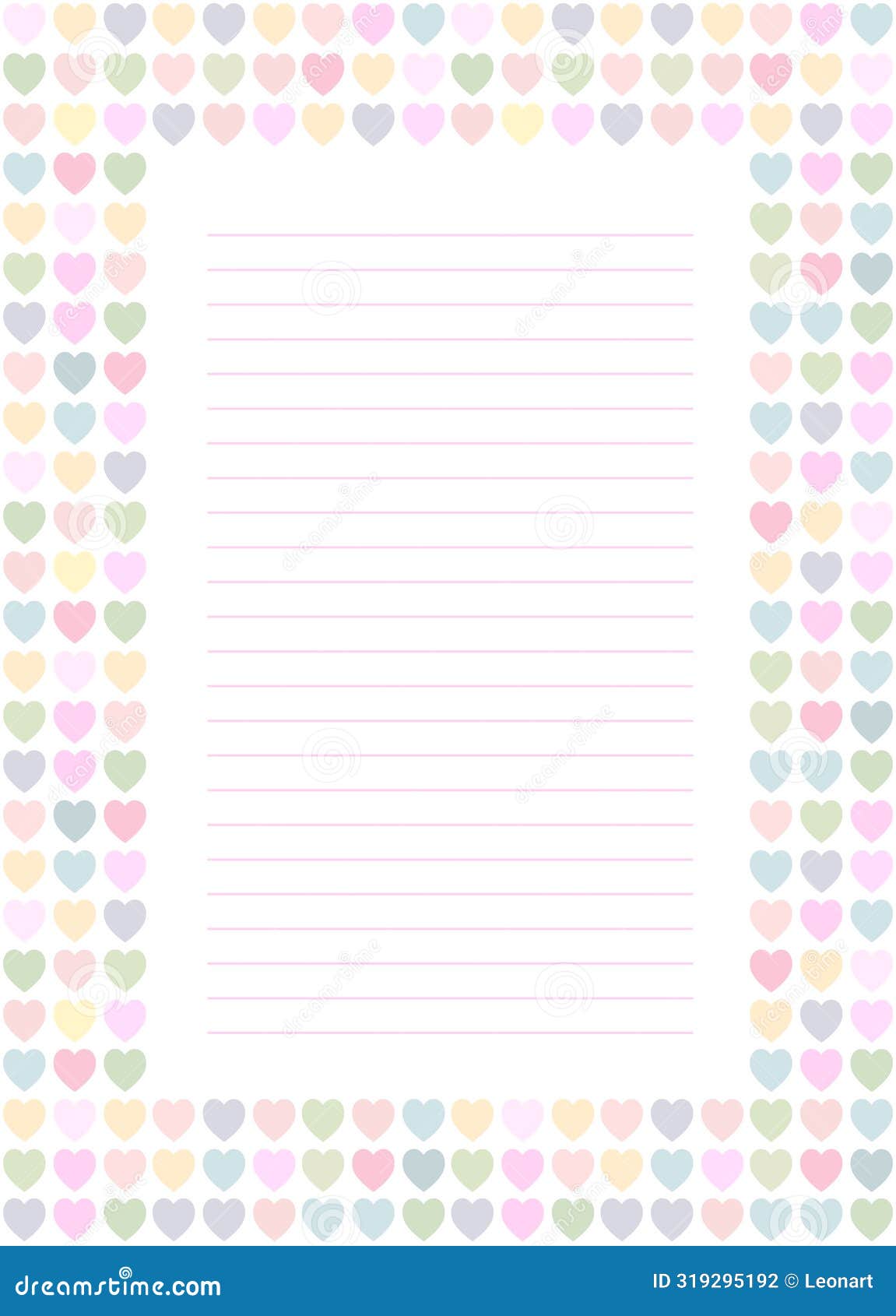 Letter Classic Writing Line Paper Design with Hearts Stock Vector ...