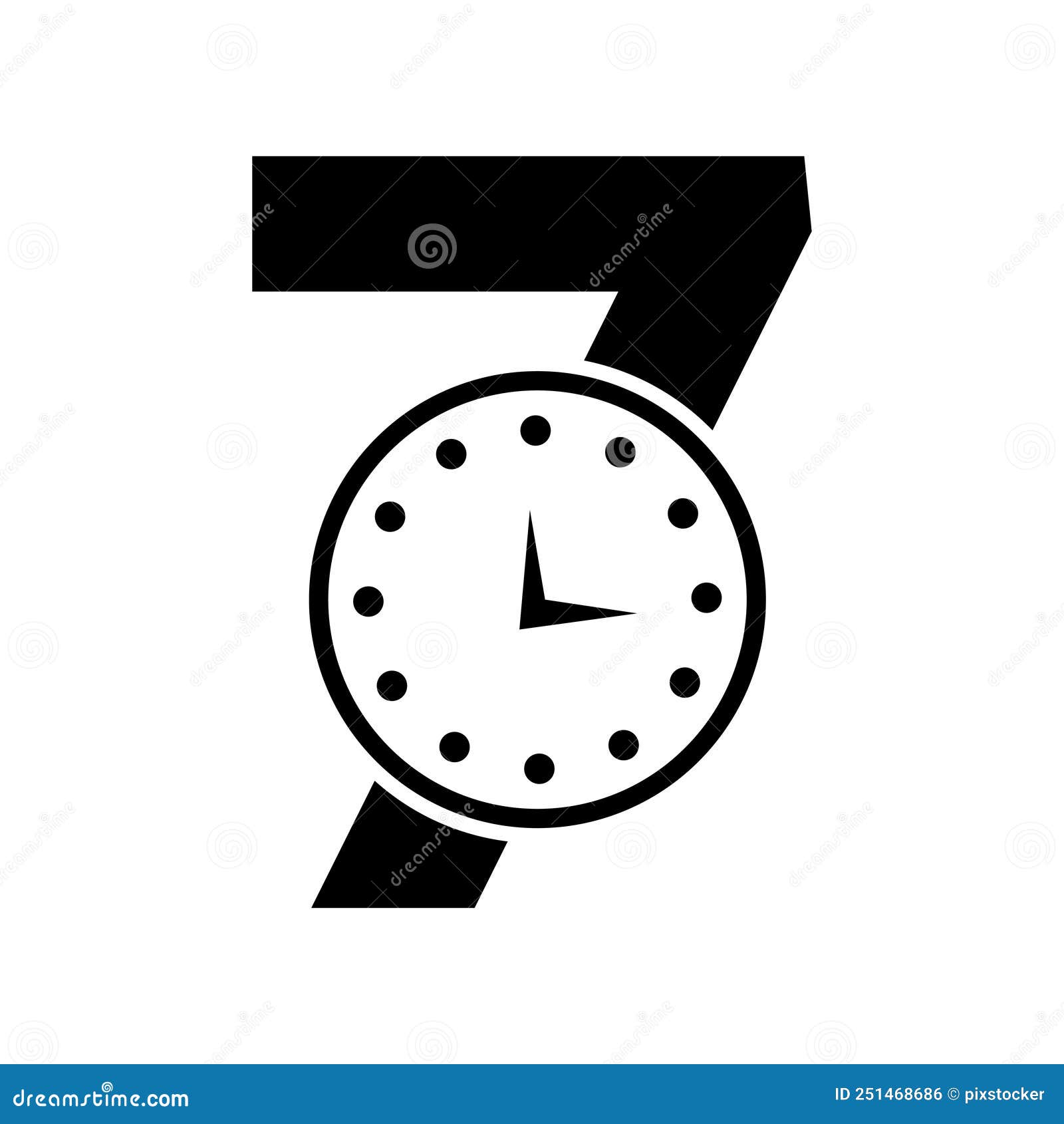 Letter 7 Clock Logo Design Vector Template Stock Vector - Illustration ...